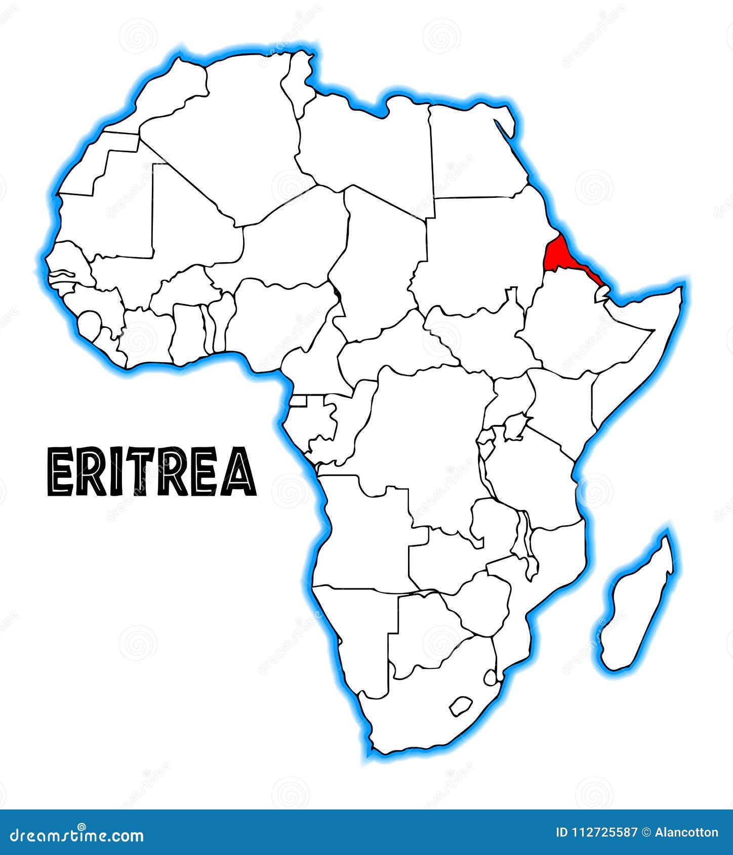 Mapa de Eritrea África ilustración del vector. Ilustración de fronteras ...