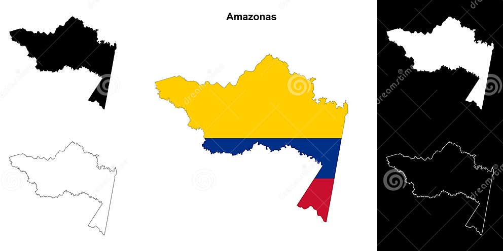 Mapa De Esquema De Amazonas Ilustración del Vector - Ilustración de ...