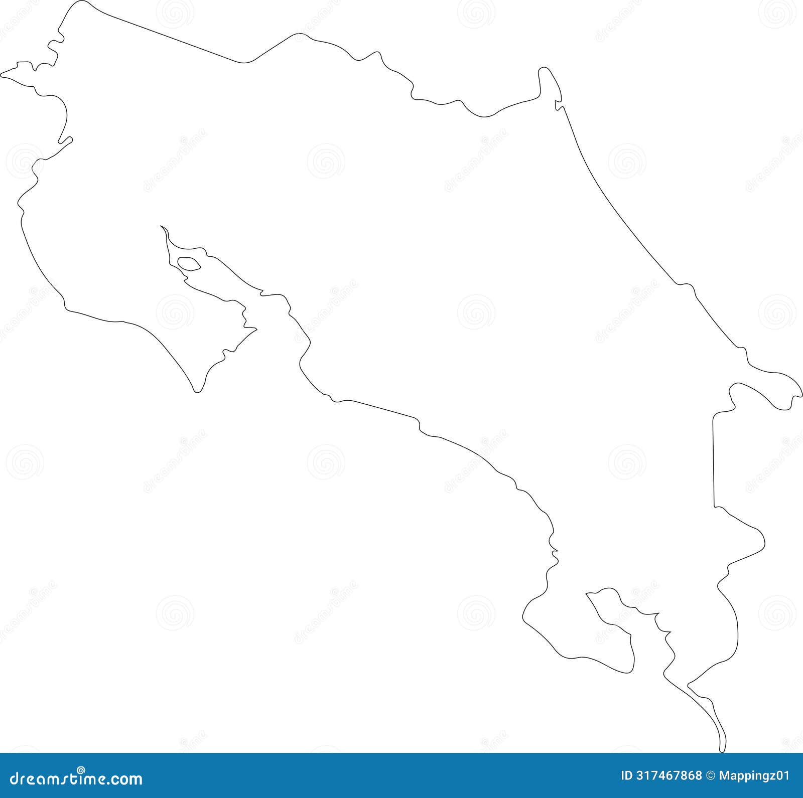 Mapa De Esquema De Costa Rica Ilustración del Vector - Ilustración de ...