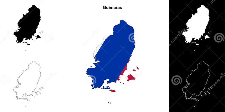 Mapa De Esquema De Guimaras Ilustración del Vector - Ilustración de ...