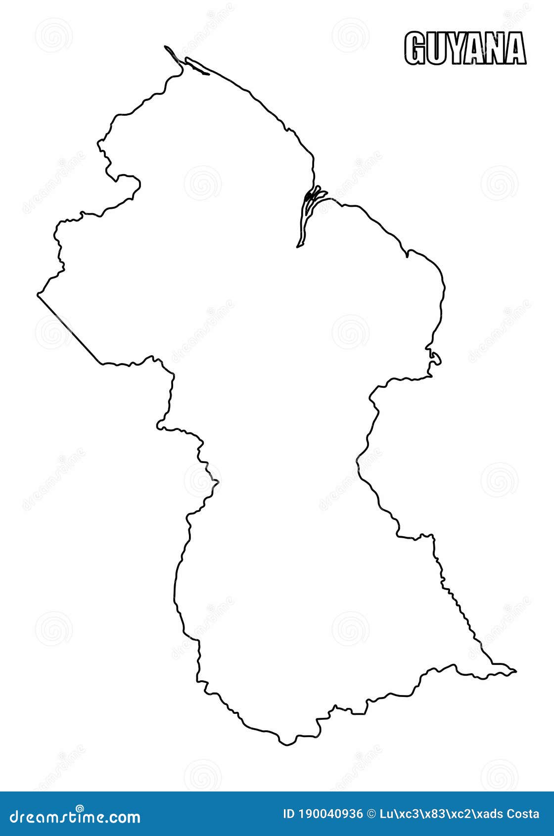 Mapa de esquema de guyana stock de ilustración. Ilustración de aislado ...