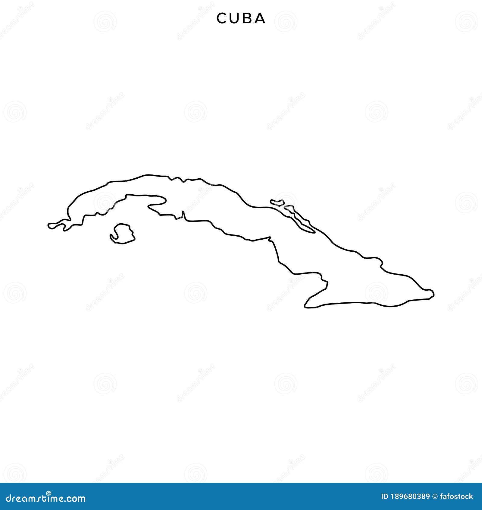 Mapa De Esquema De La Plantilla De Diseño De Vector Cuba. Trazo ...