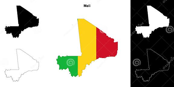 Mapa de esquema de mali ilustración del vector. Ilustración de detallado - 323785286