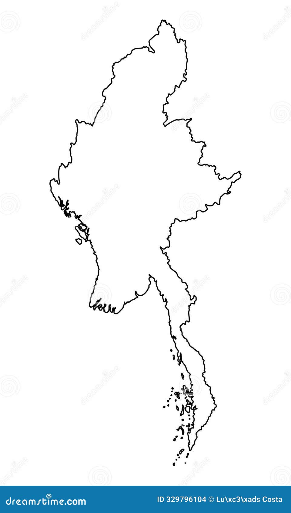 Mapa de esquema de myanmar ilustración del vector. Ilustración de ...