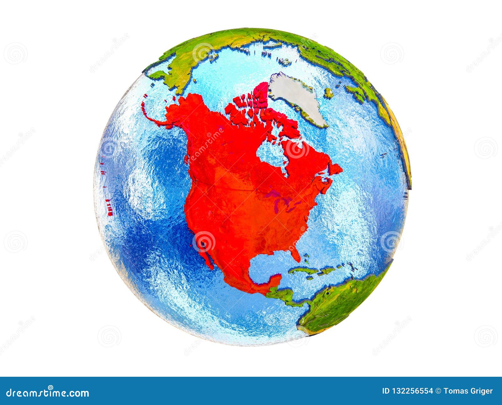 Mapa De Estados-membros Do NAFTA Na Terra 3D Isolada Ilustração Stock ...
