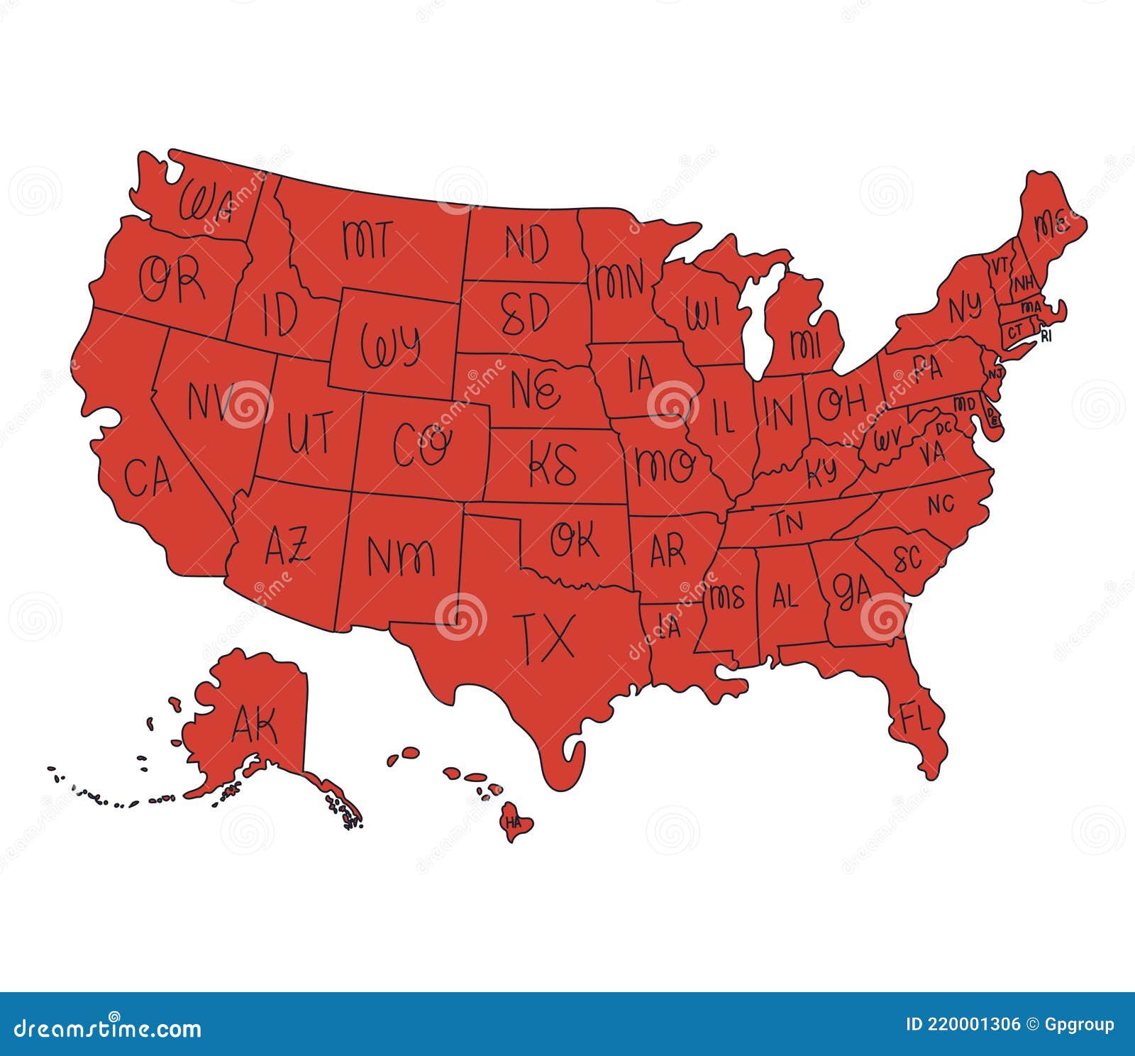 Mapa De Estados Unidos Rojo Ilustración del Vector - Ilustración de ...