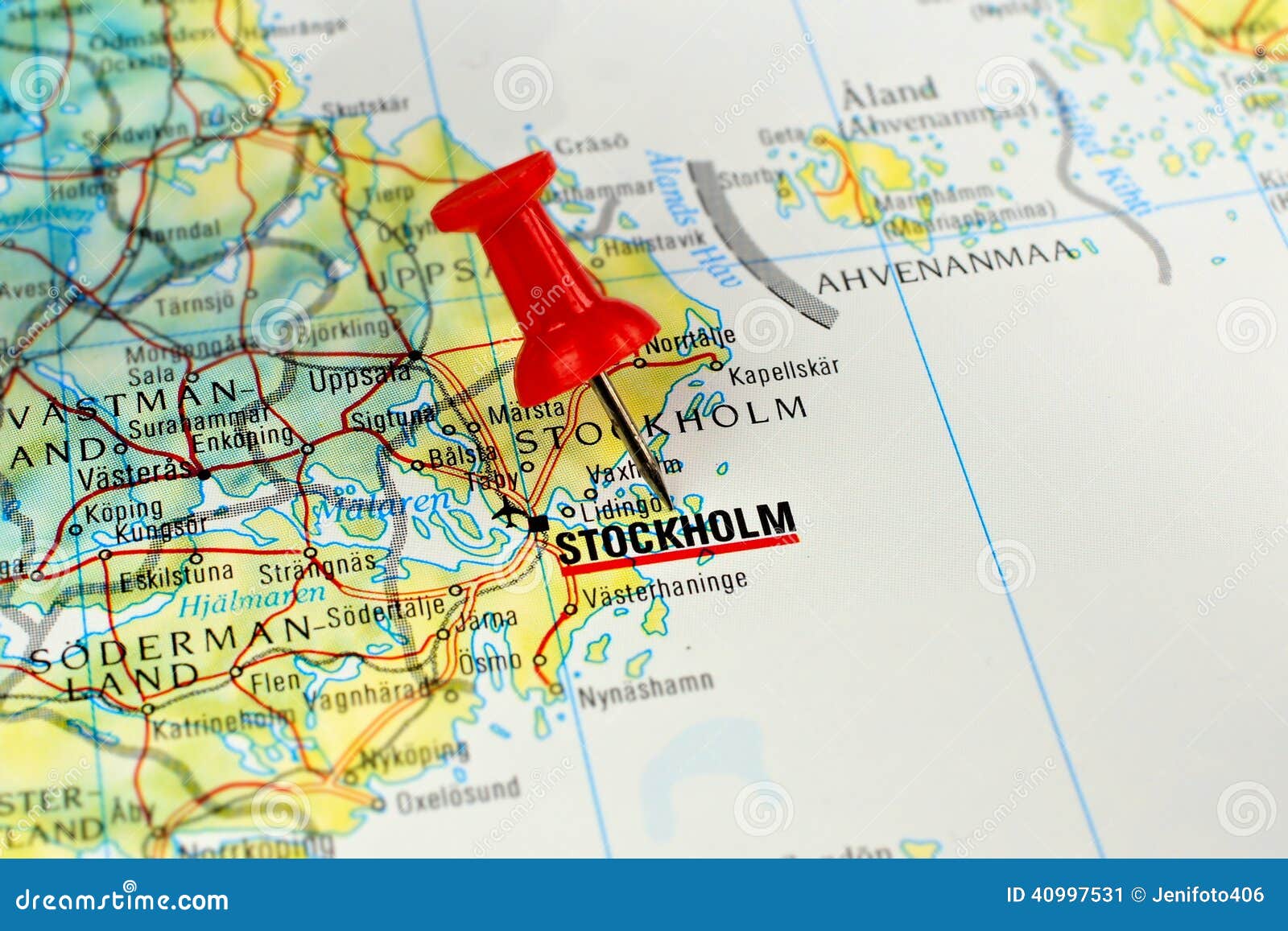 Mapa De Estocolmo Con El Perno Imagen de archivo - Imagen de sueco ...