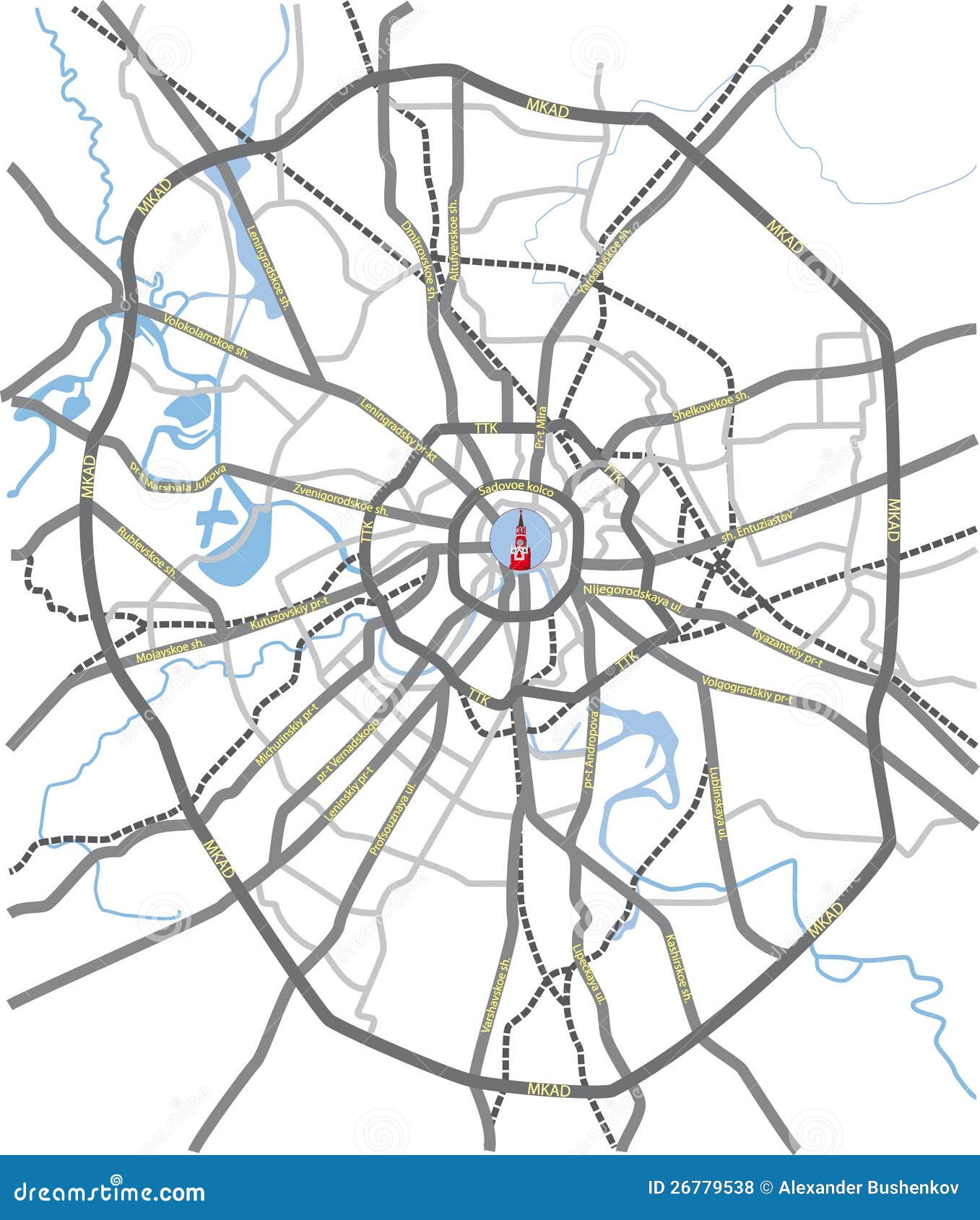 Mapa De Estradas De Moscovo Ilustração do Vetor - Ilustração de mapa ...
