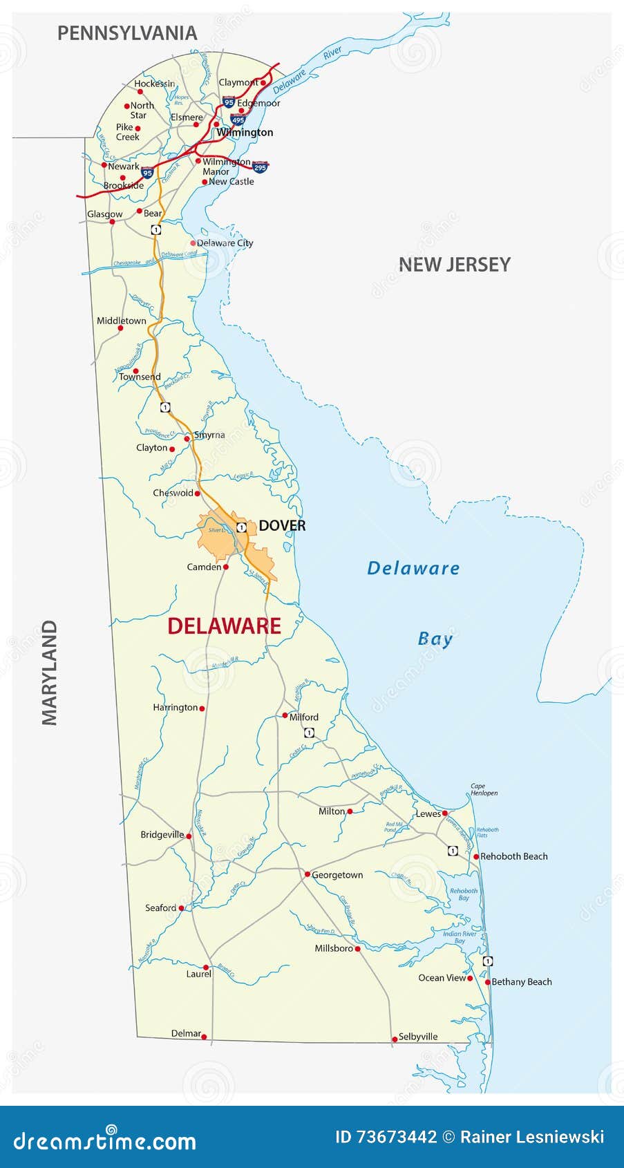 Mapa de estradas delaware ilustração stock. Ilustração de estrada ...