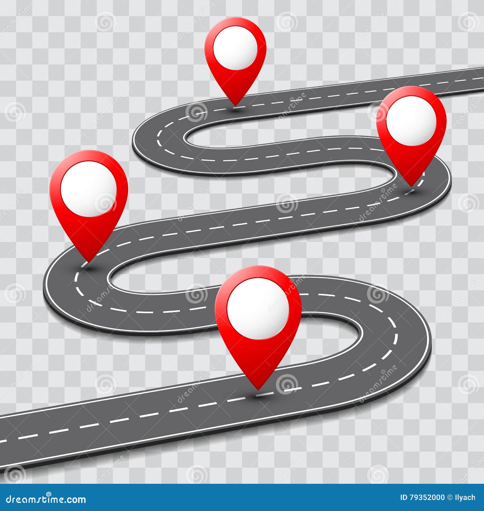 Mapa De Estradas Do Caminho Do Vetor Com ícone Do Pino Da Rota De GPS ...