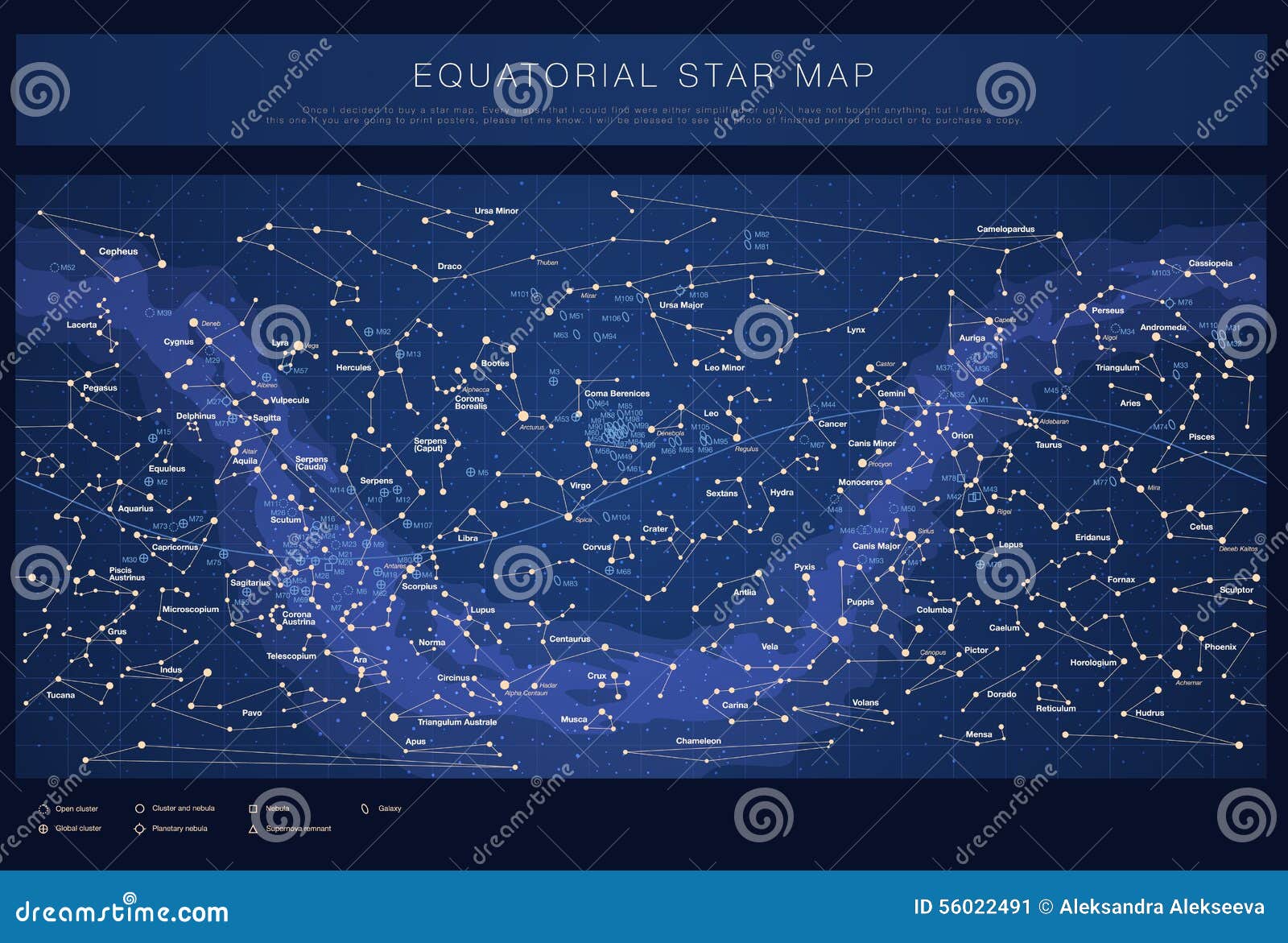 Mapa De Estrella Detallado Con Nombres De Estrellas Ilustración del ...