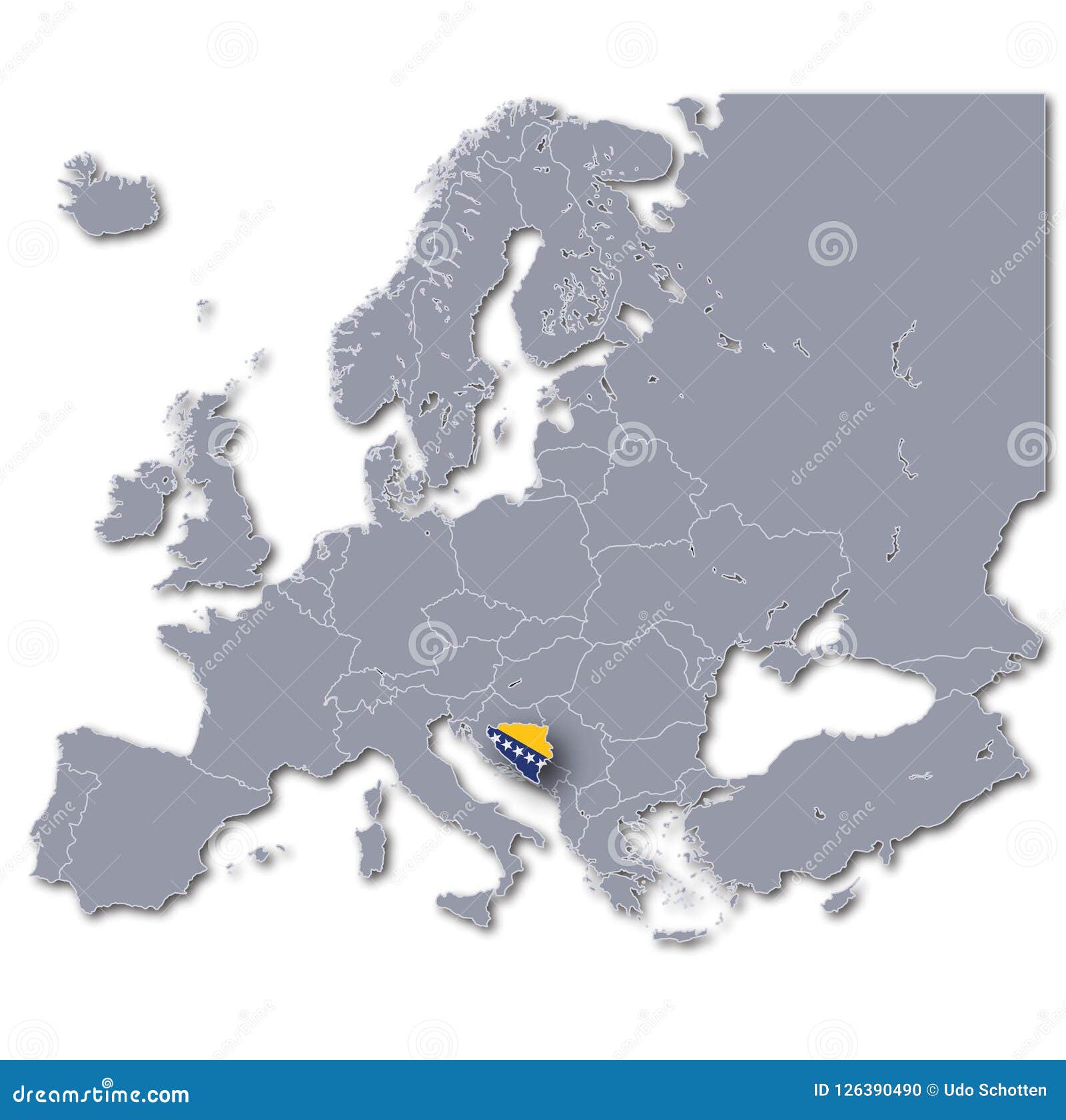 Mapa De Europa Con Bosnia Y Hercegovina Stock De Ilustración