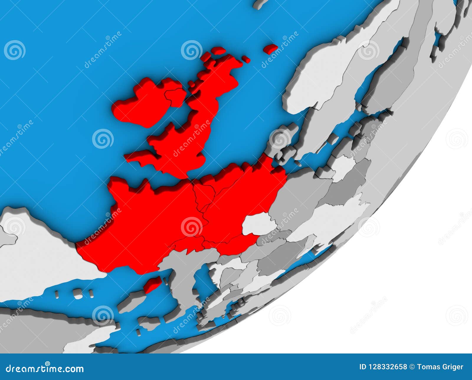 Mapa De Europa Occidental En El Globo 3D Stock de ilustración ...