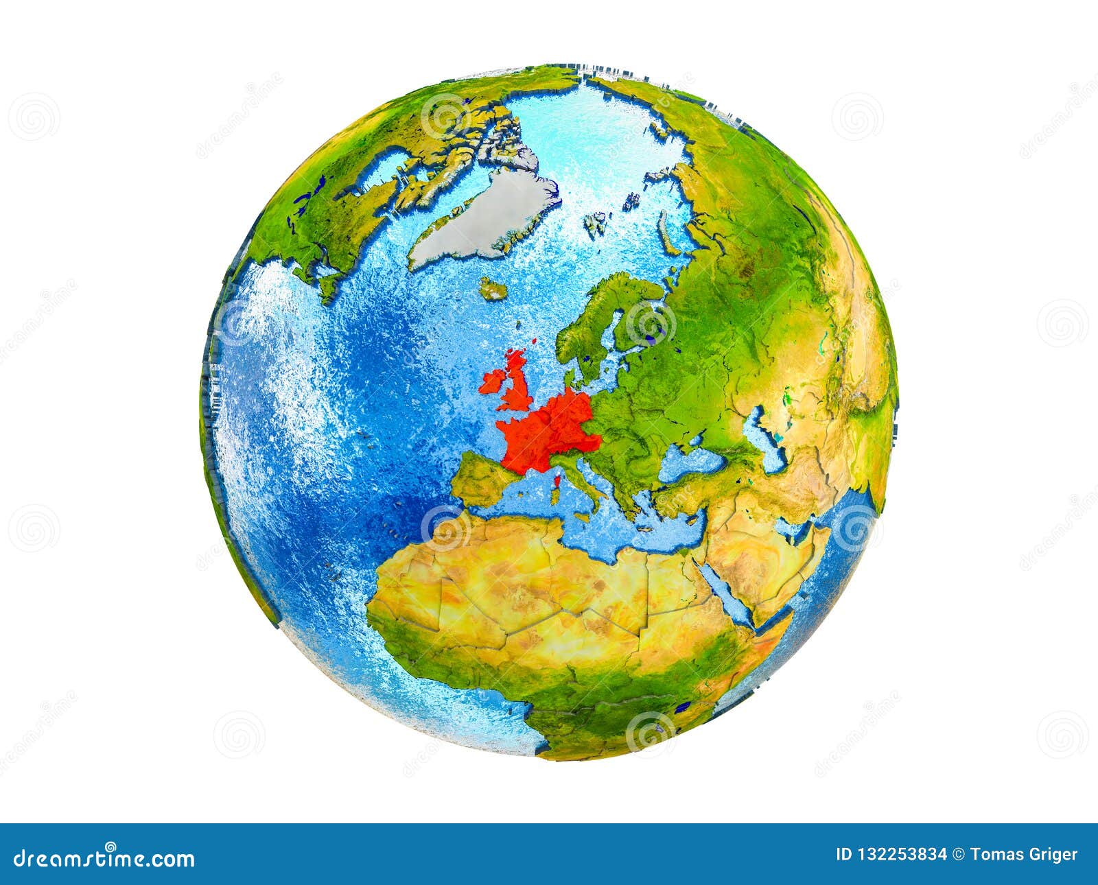 Mapa De Europa Occidental En La Tierra 3D Aislada Stock de ilustración ...