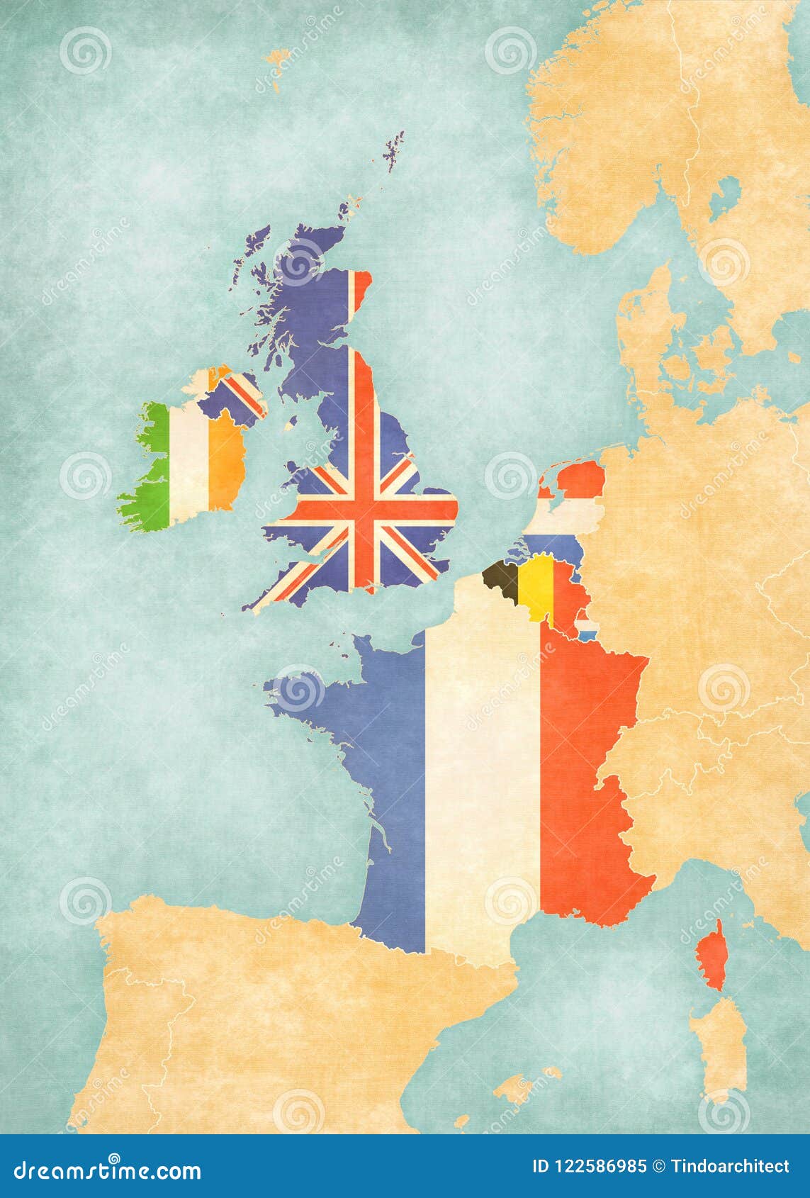 Mapa De Europa Occidental - Todos Los Países Stock de ilustración ...