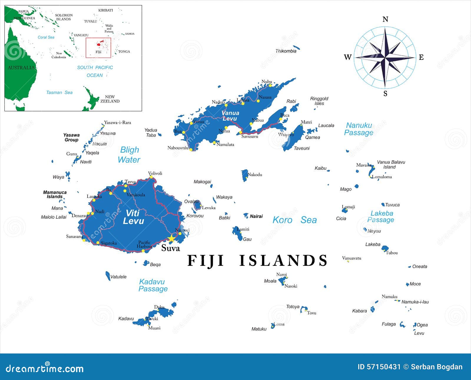 Mapa de Fiji ilustração do vetor. Ilustração de destino - 57150431