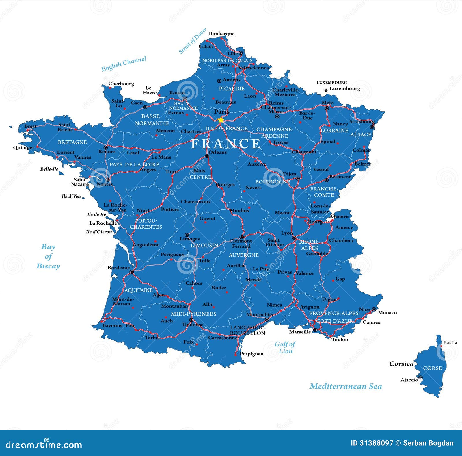 Mapa De França Fotografia de Stock Royalty Free - Imagem: 31388097