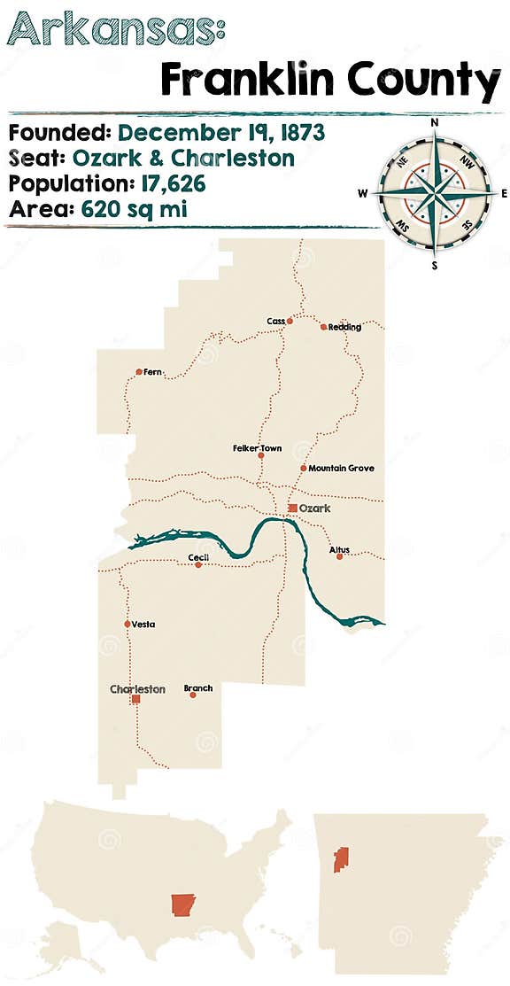 Mapa De Franklin County, Arkansas Ilustração do Vetor - Ilustração de ...
