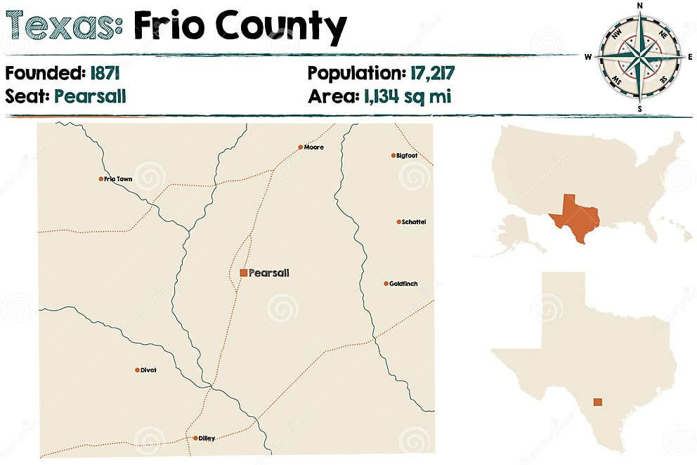 Mapa De Frio County Em Texas Ilustração do Vetor - Ilustração de lagos ...