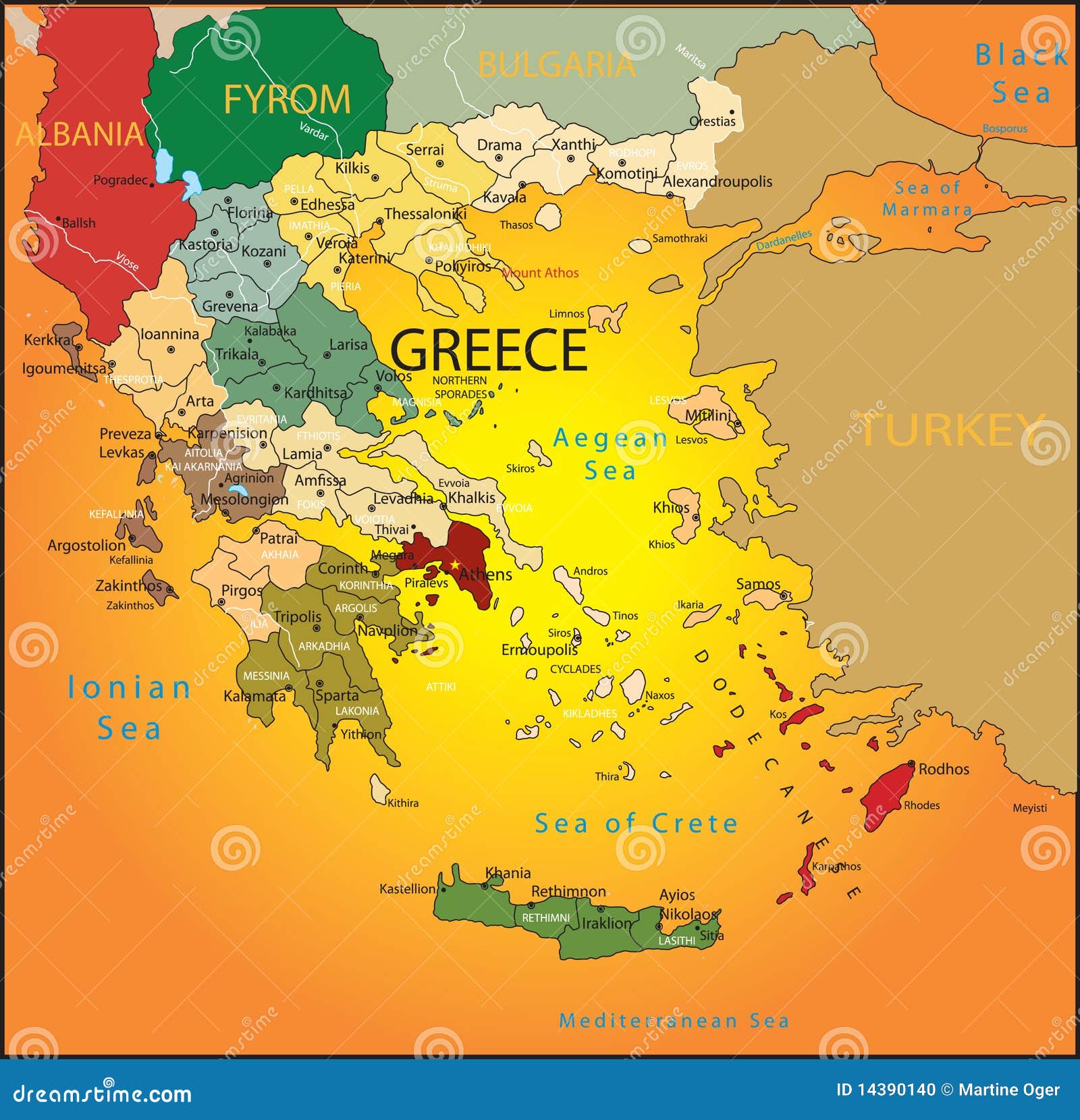 Mapa de Greece. ilustração do vetor. Ilustração de mapa - 14390140
