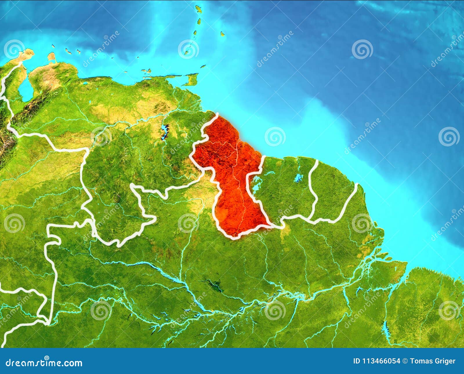 Mapa de Guiana ilustração stock. Ilustração de globo - 113466054