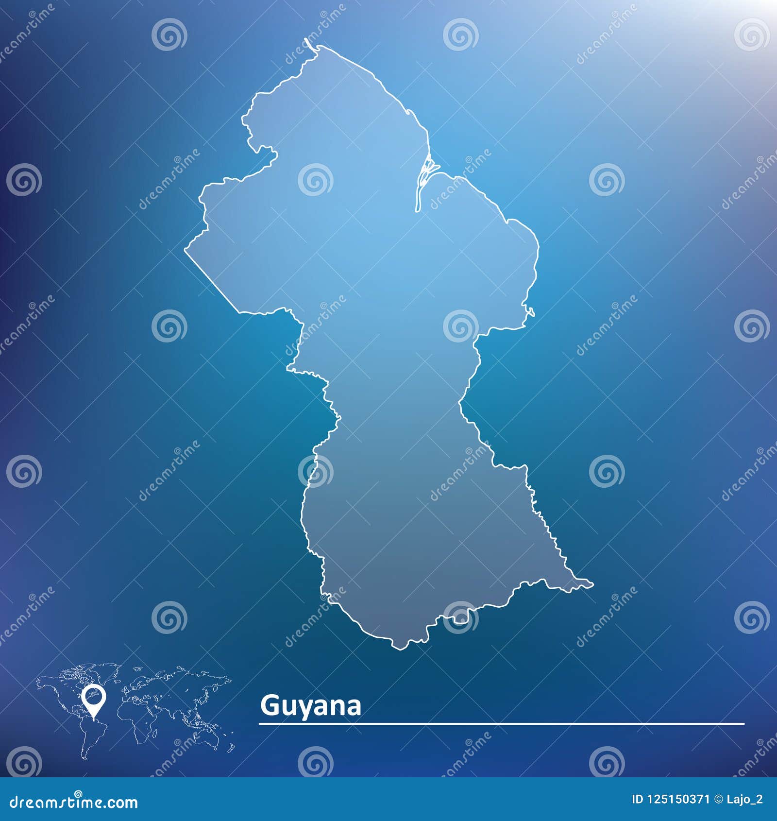 Mapa de Guyana ilustración del vector. Ilustración de verde - 125150371