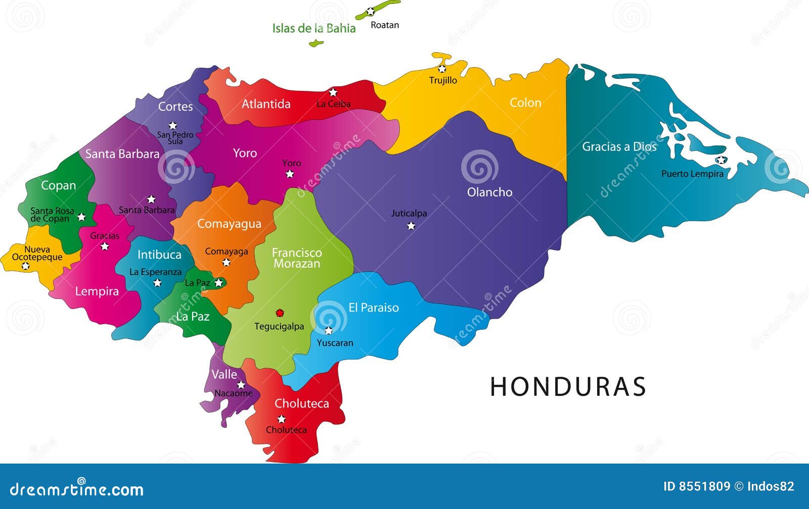 Mapa De Honduras Imagens de Stock Royalty Free - Imagem: 8551809