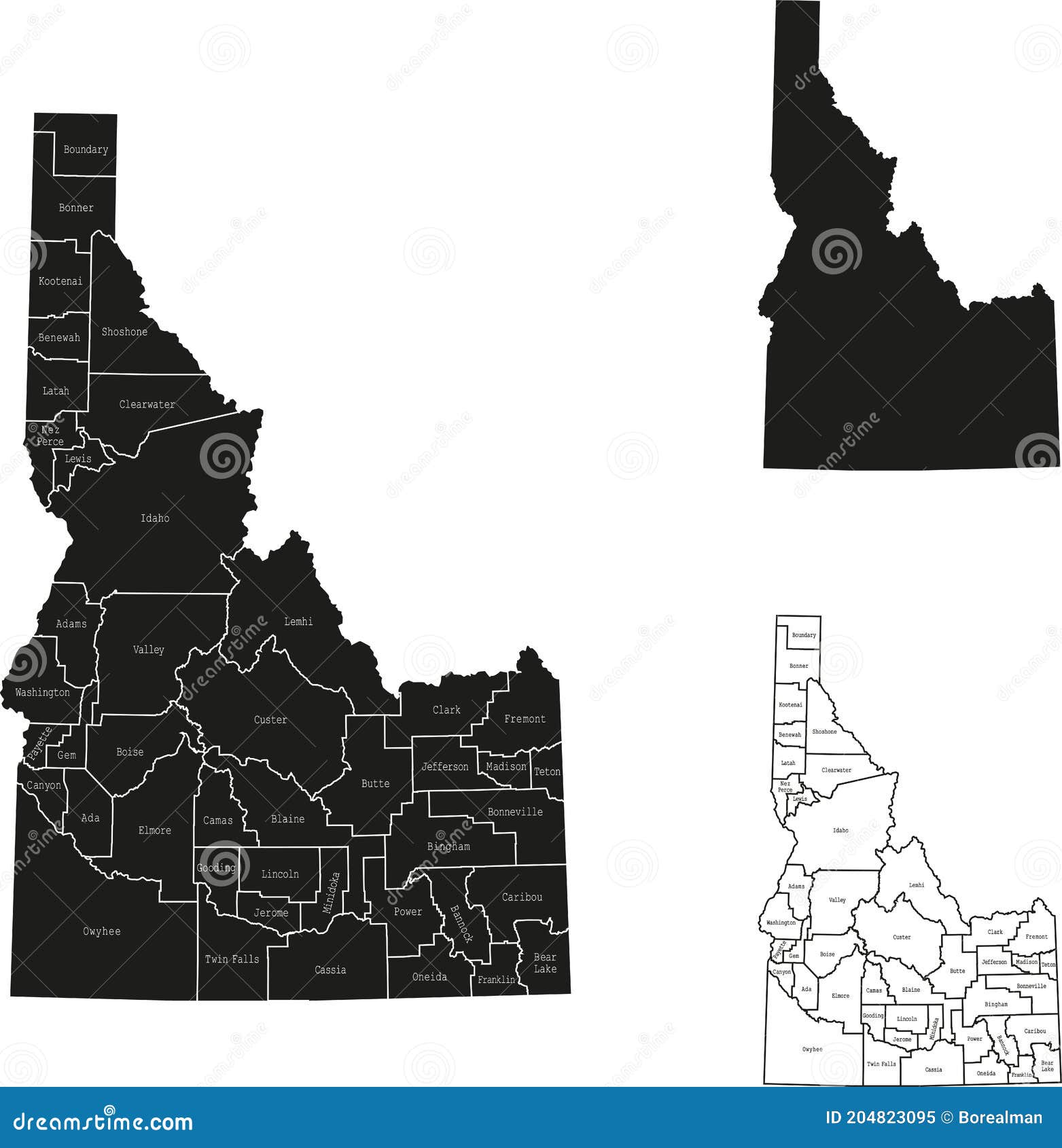 Mapa de idaho ilustración del vector. Ilustración de aislado - 204823095