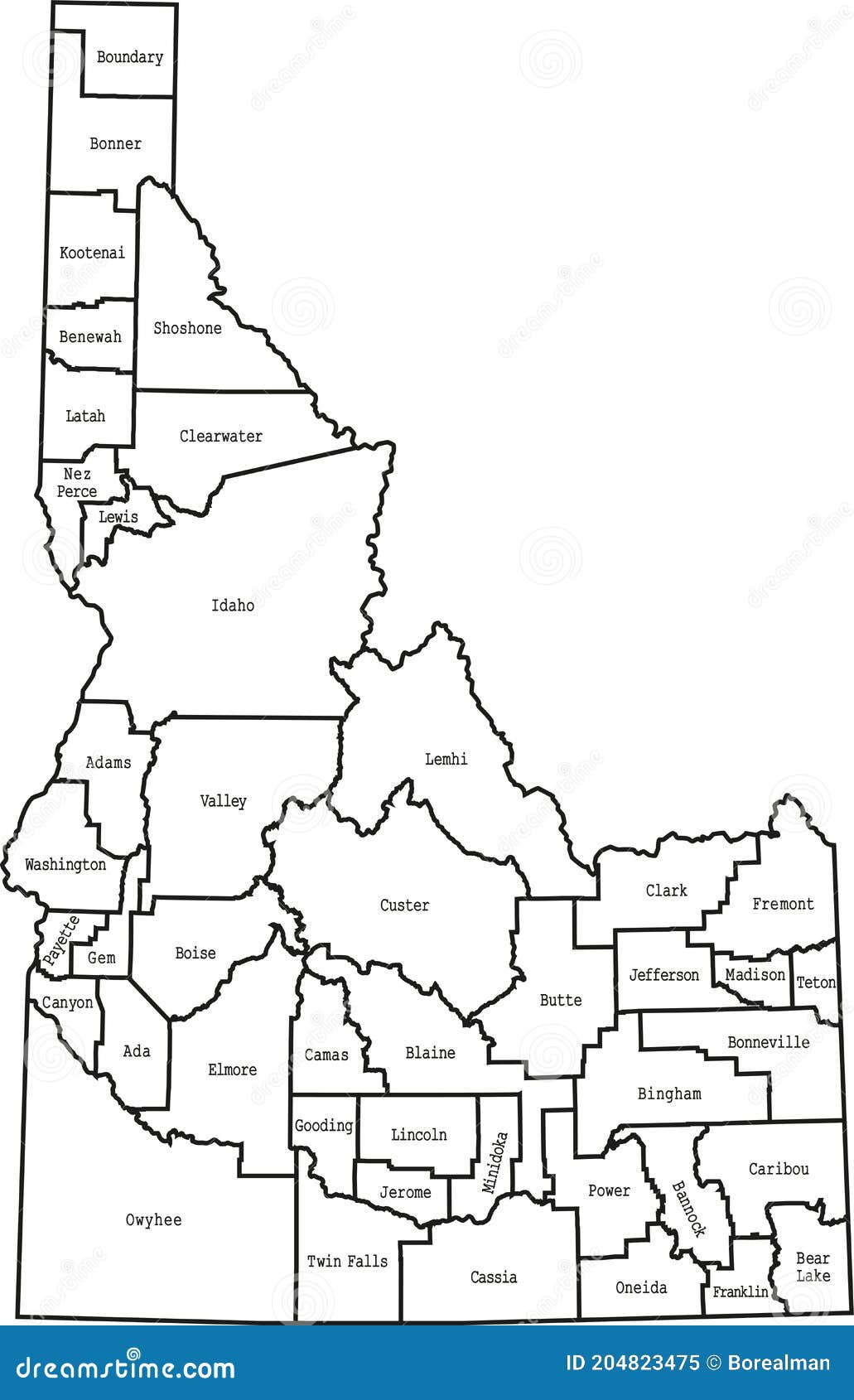 Mapa de idaho ilustración del vector. Ilustración de idaho - 204823475