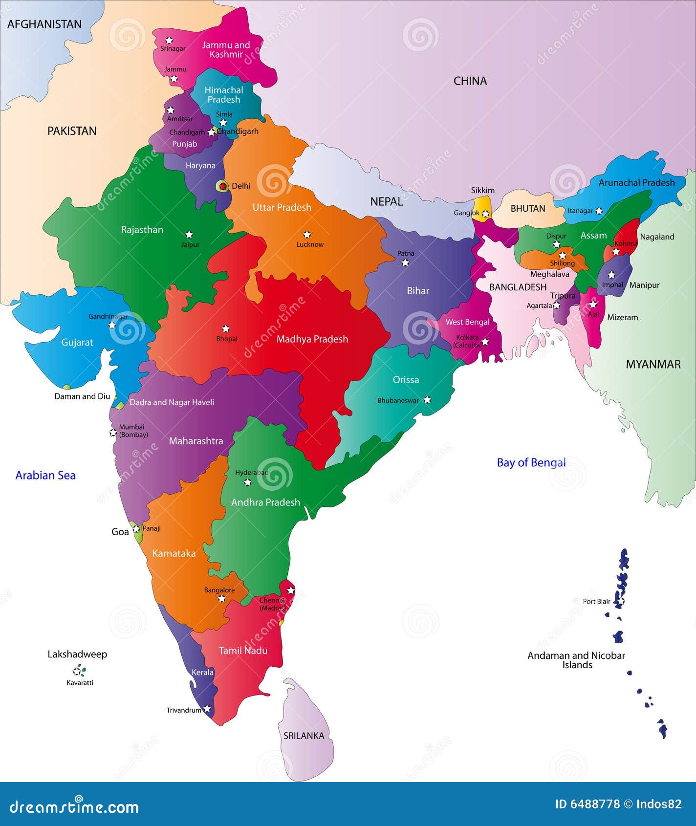 Mapa de India ilustração do vetor. Ilustração de projeto - 6488778