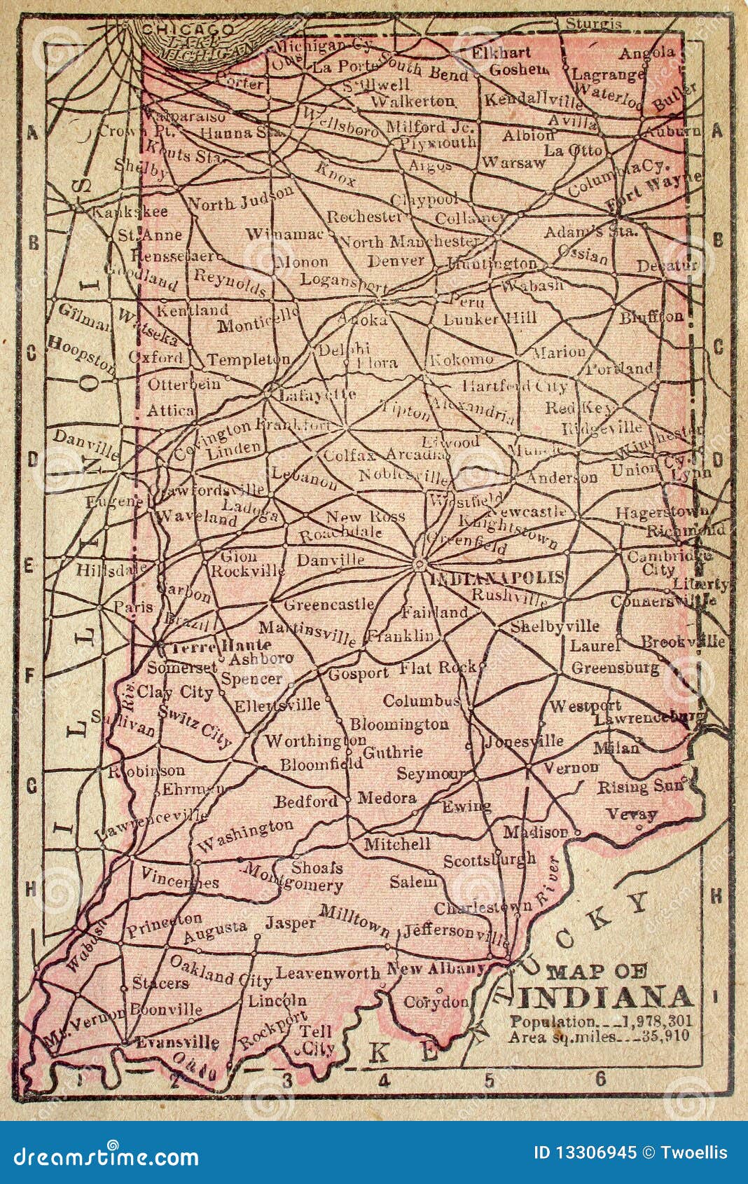 Mapa de Indiana imagem de stock. Imagem de papel, atlas - 13306945