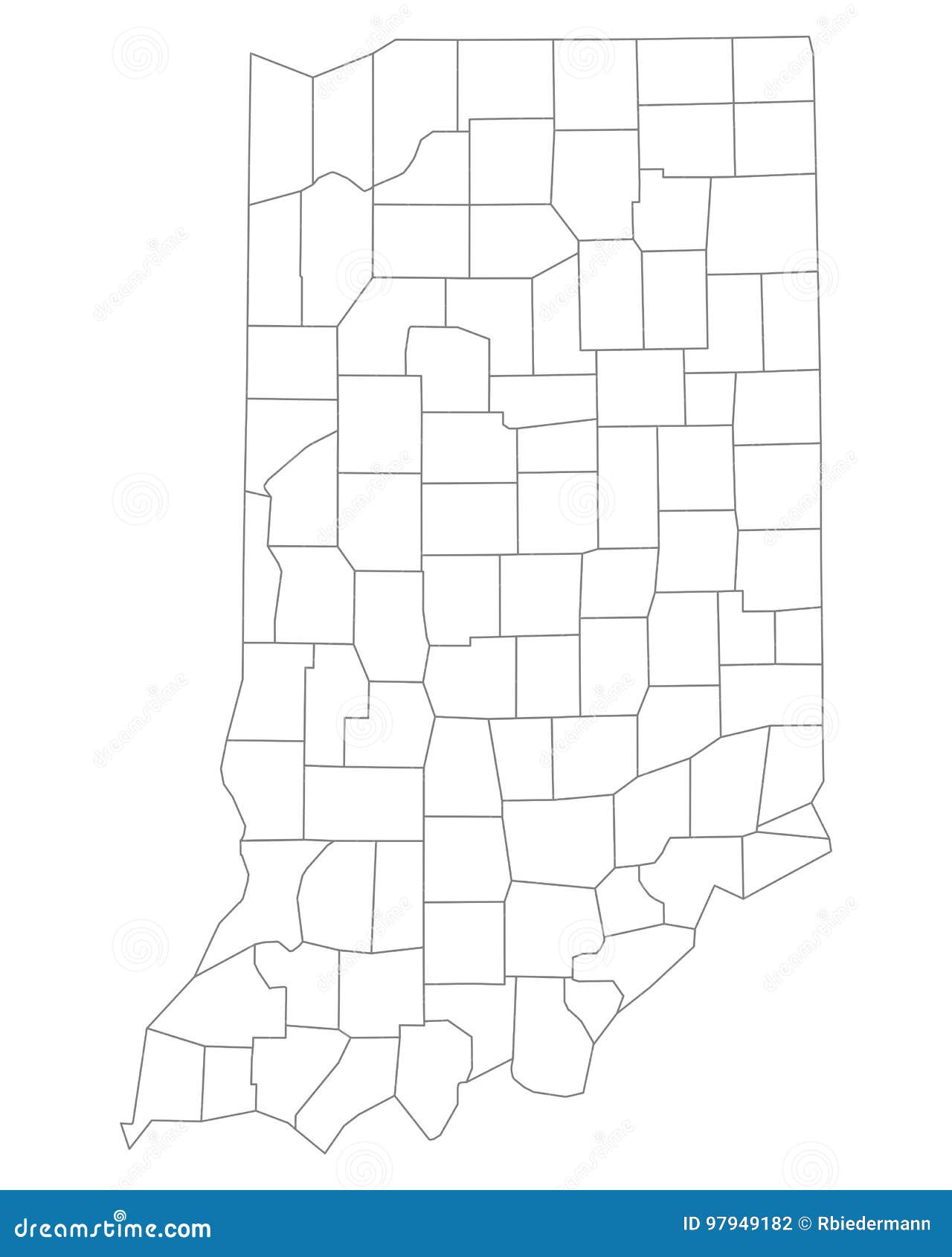 Mapa de Indiana ilustração do vetor. Ilustração de condados - 97949182