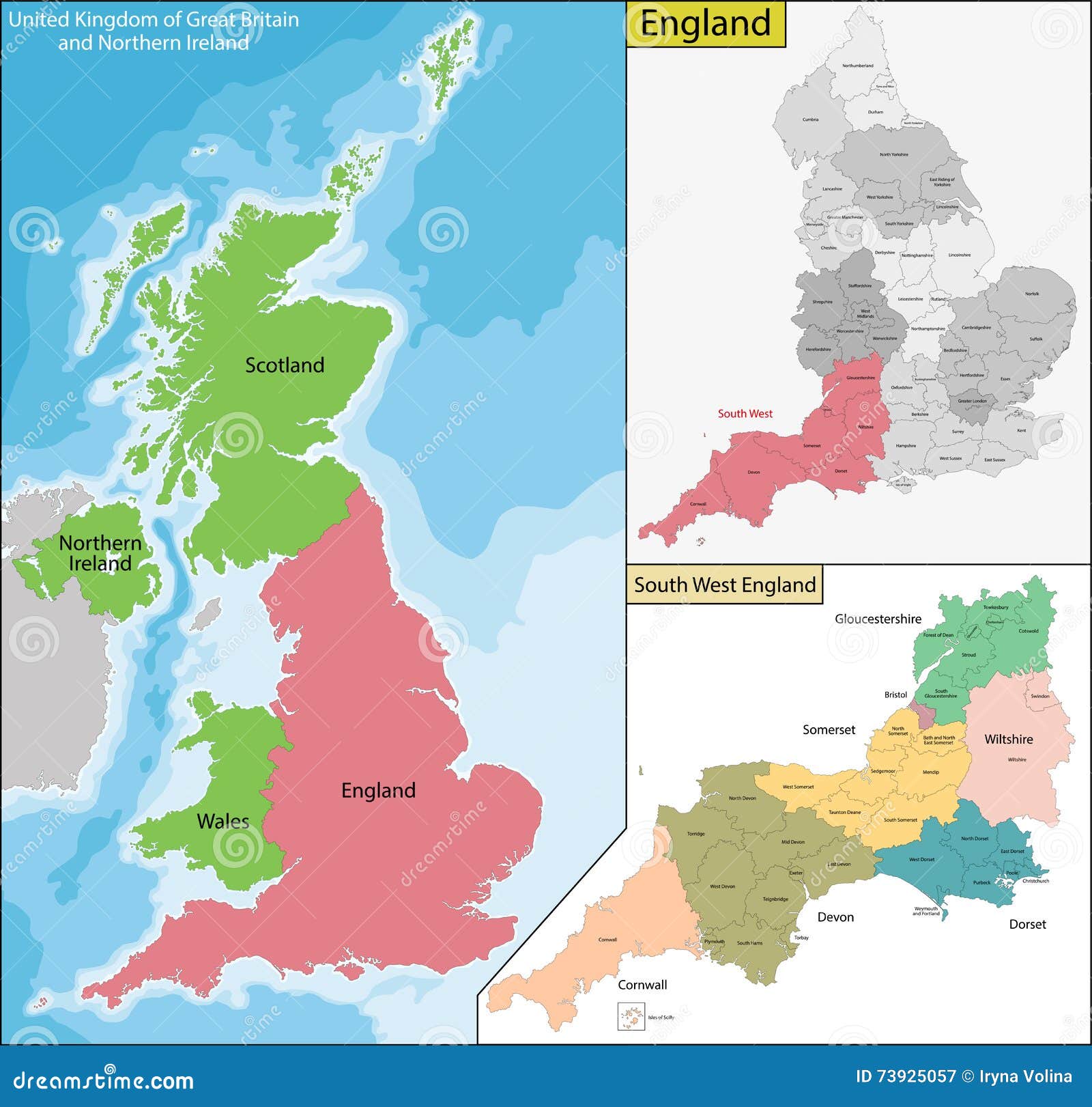 Mapa de Inglaterra ilustração do vetor. Ilustração de galês - 73925057