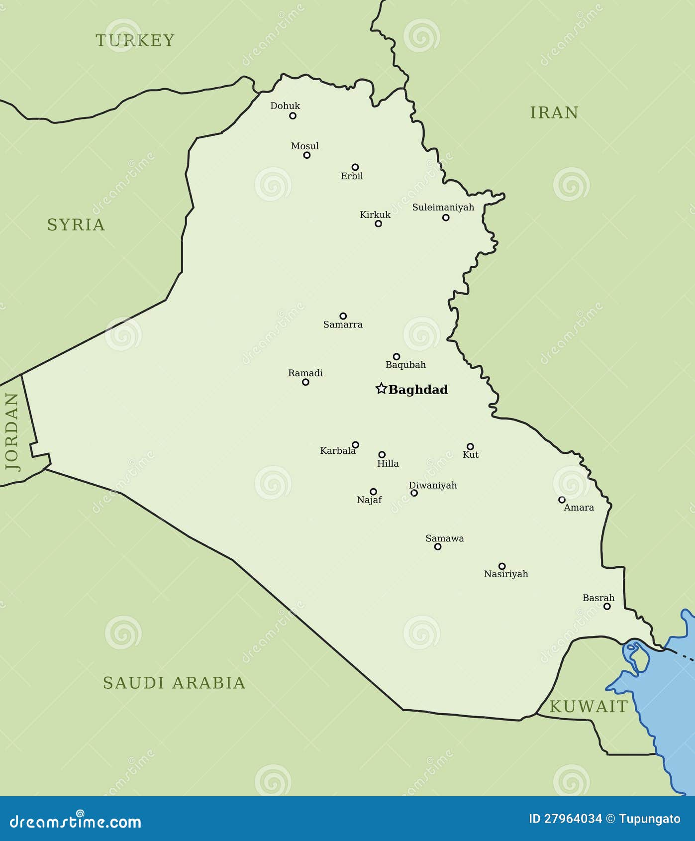 Mapa de Iraq ilustración del vector. Ilustración de contorno - 27964034