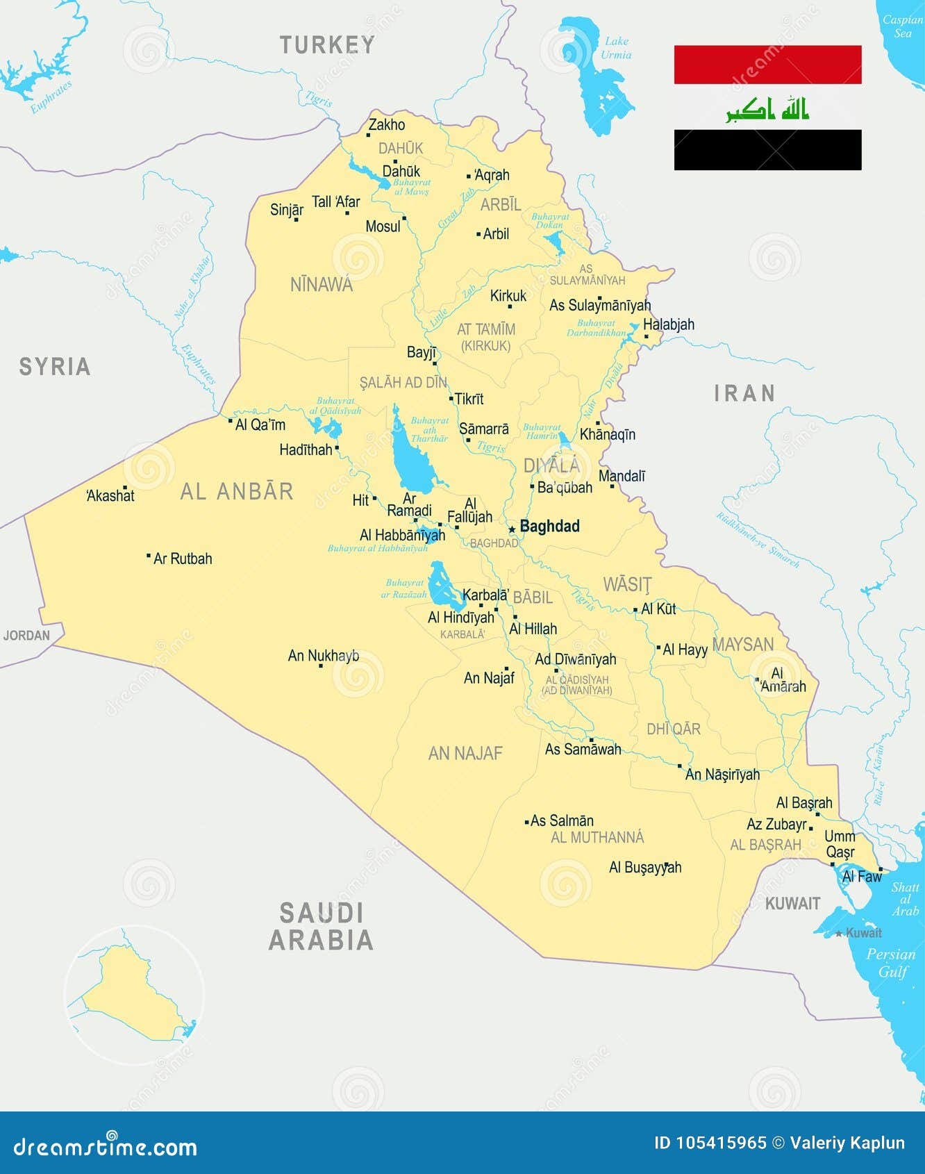 Mapa De Iraq - Ejemplo Detallado Del Vector Stock de ilustración ...
