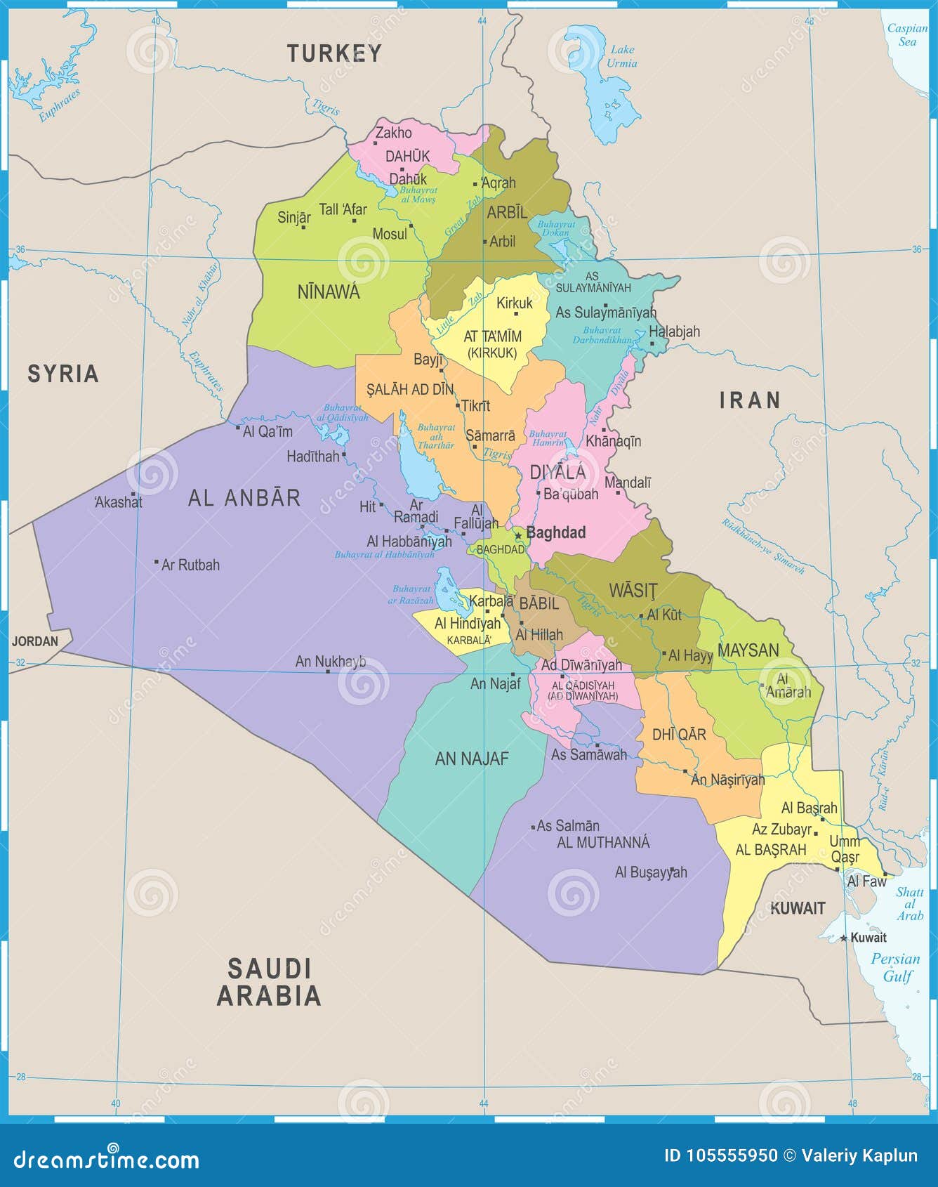 Mapa De Iraq - Ejemplo Detallado Del Vector Stock de ilustración ...