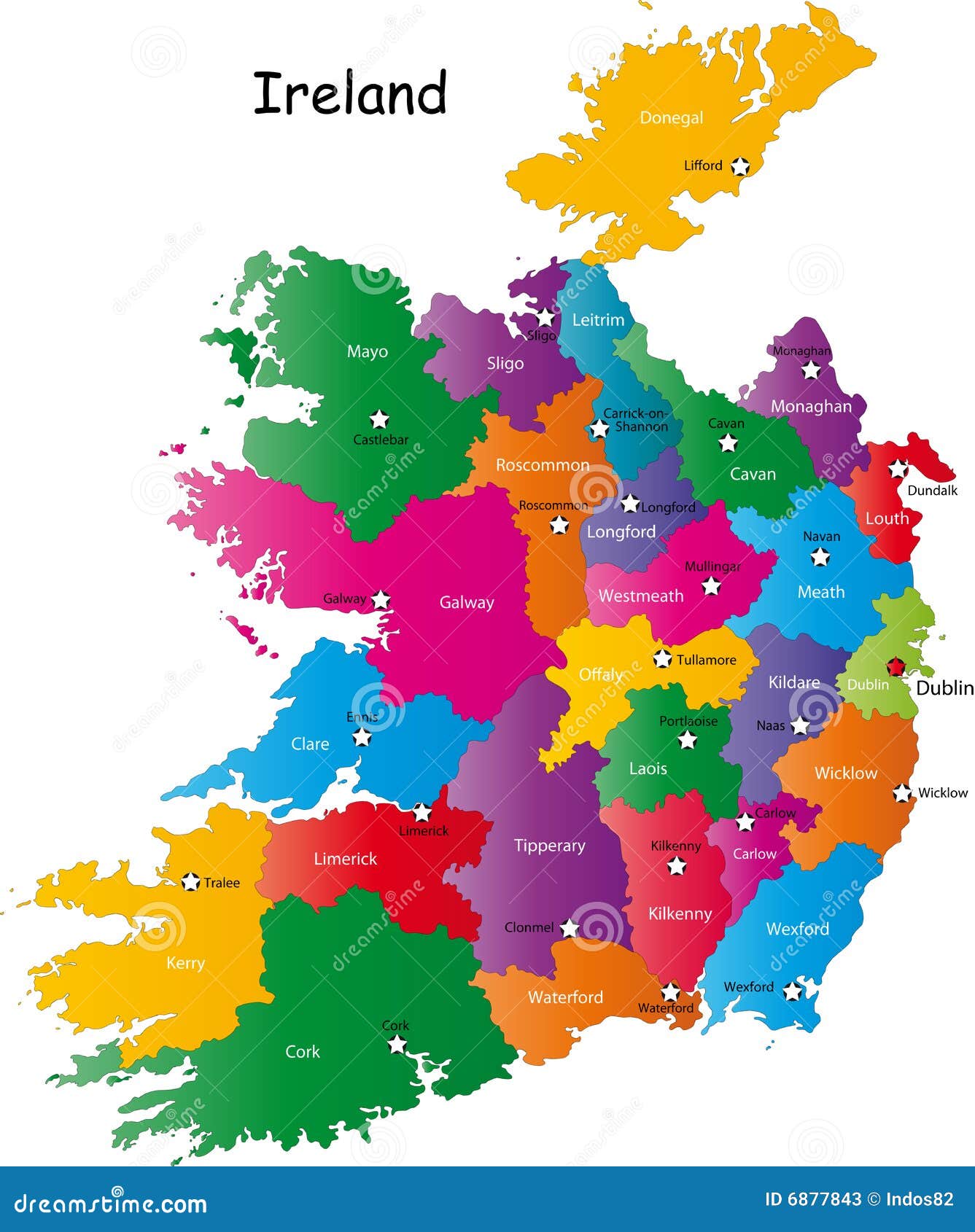 Mapa de Ireland ilustração do vetor. Ilustração de capital - 6877843