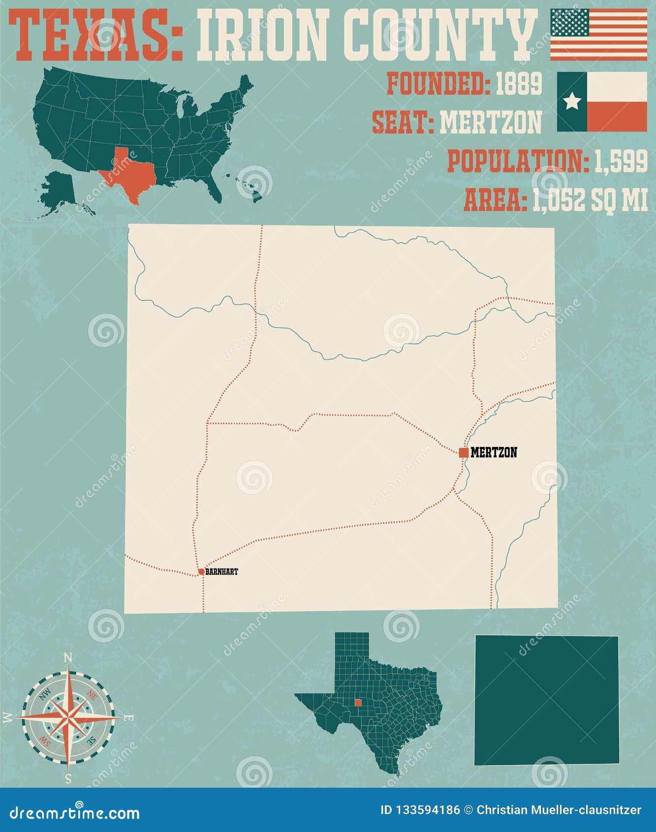 Mapa De Irion County Em Texas Ilustração do Vetor - Ilustração de ...