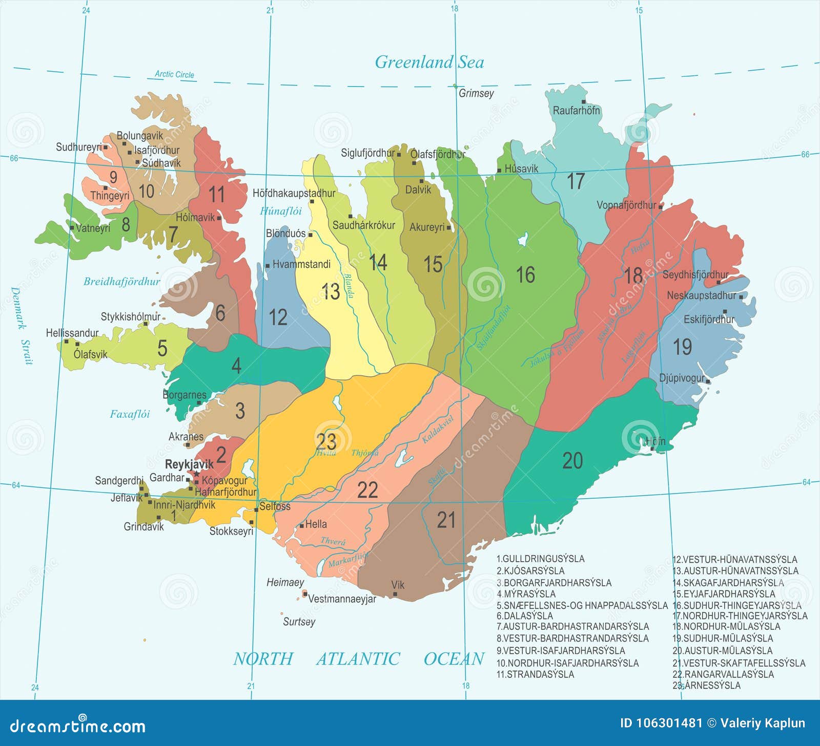 Mapa De Islandia - Ejemplo Detallado Del Vector Stock de ilustración ...