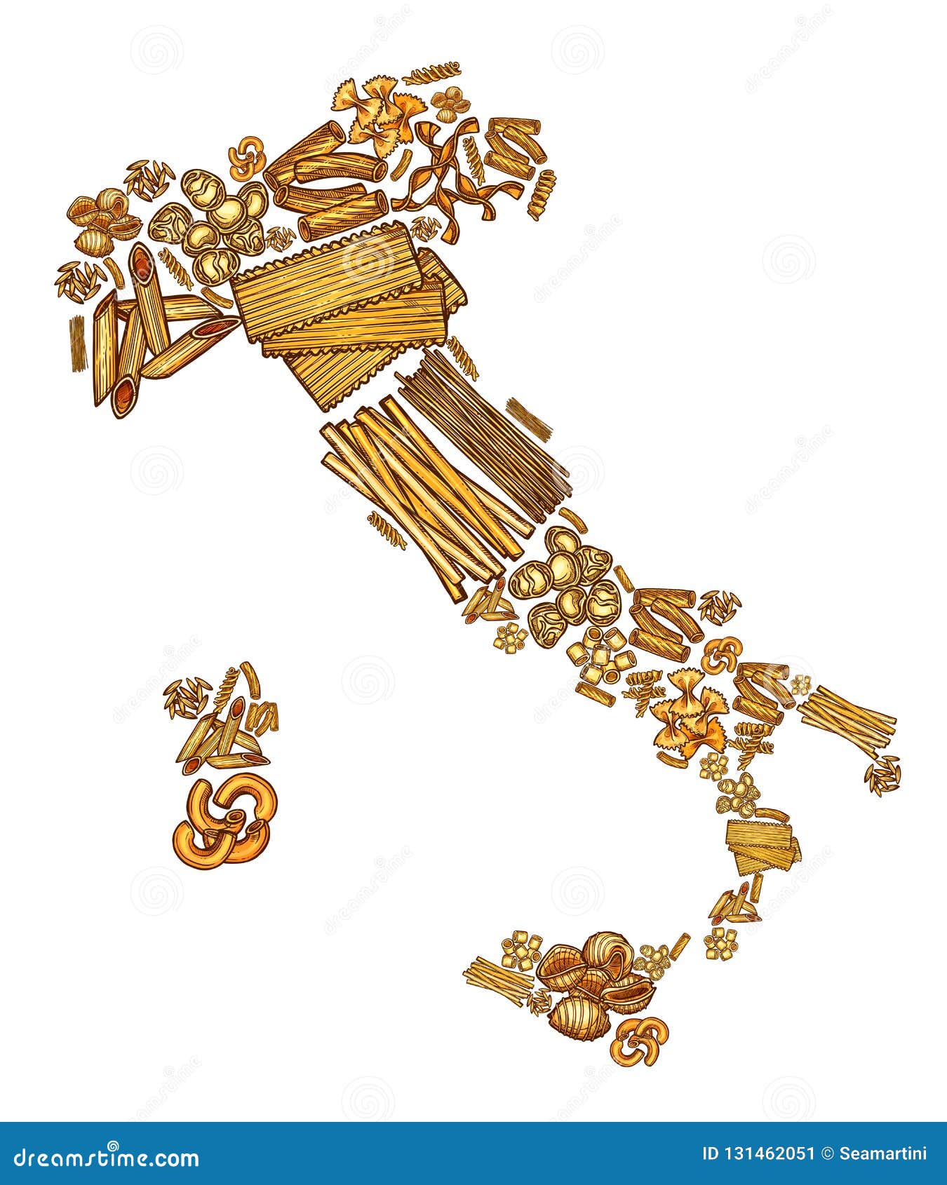 Mapa De Italia Con Las Pastas, Vector Ilustración del Vector ...