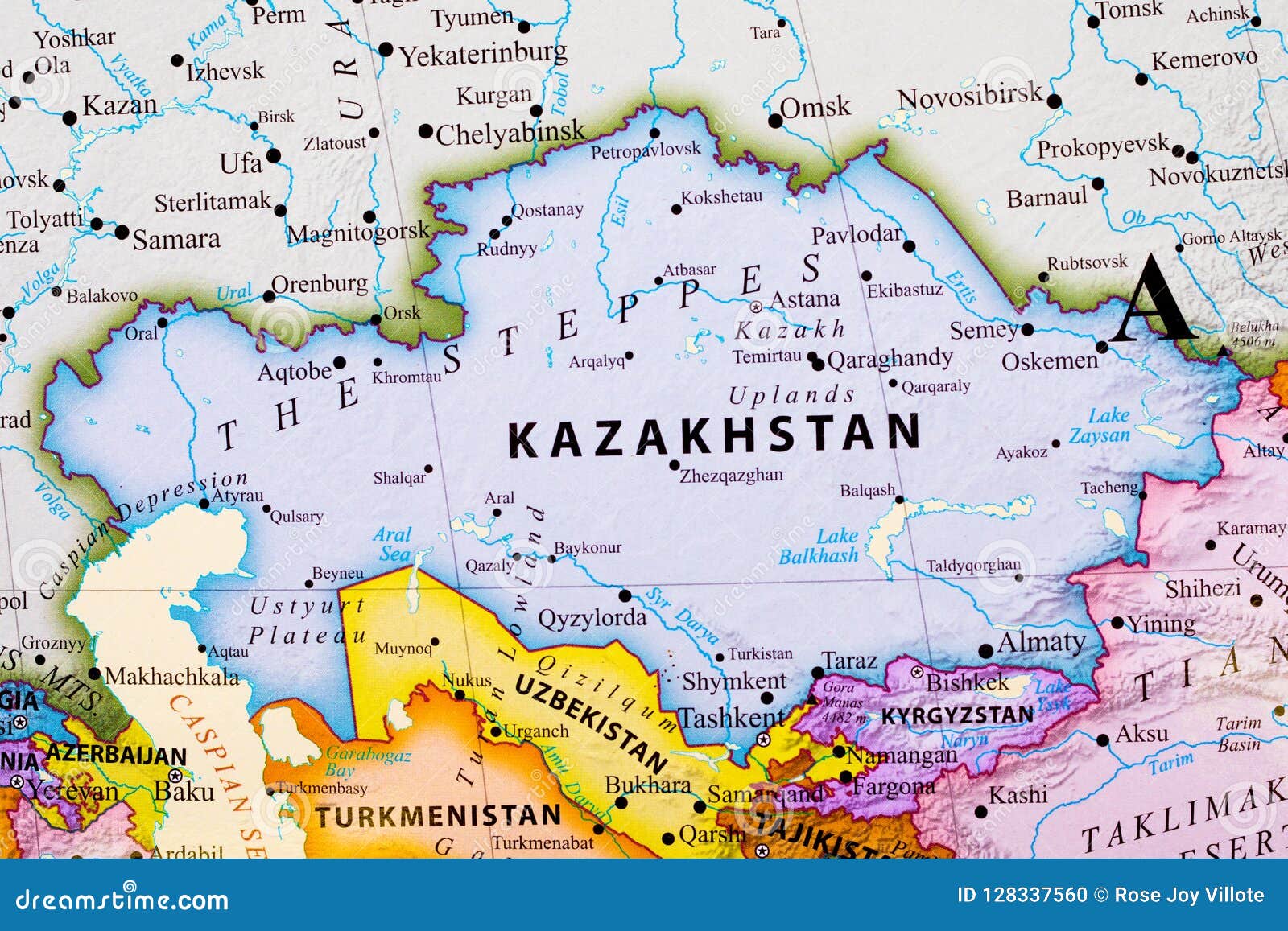 Mapa de kazakhstan ilustração stock. Ilustração de capital - 128337560