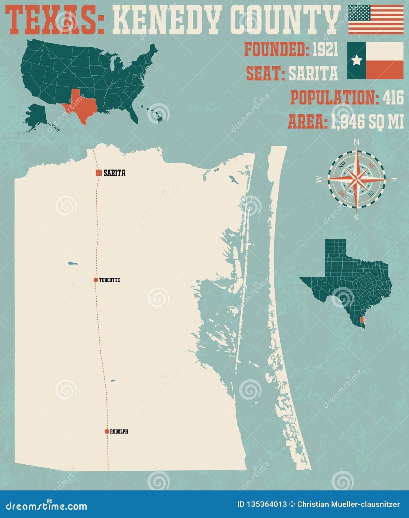 Mapa De Kenedy County Em Texas Ilustração do Vetor - Ilustração de ...