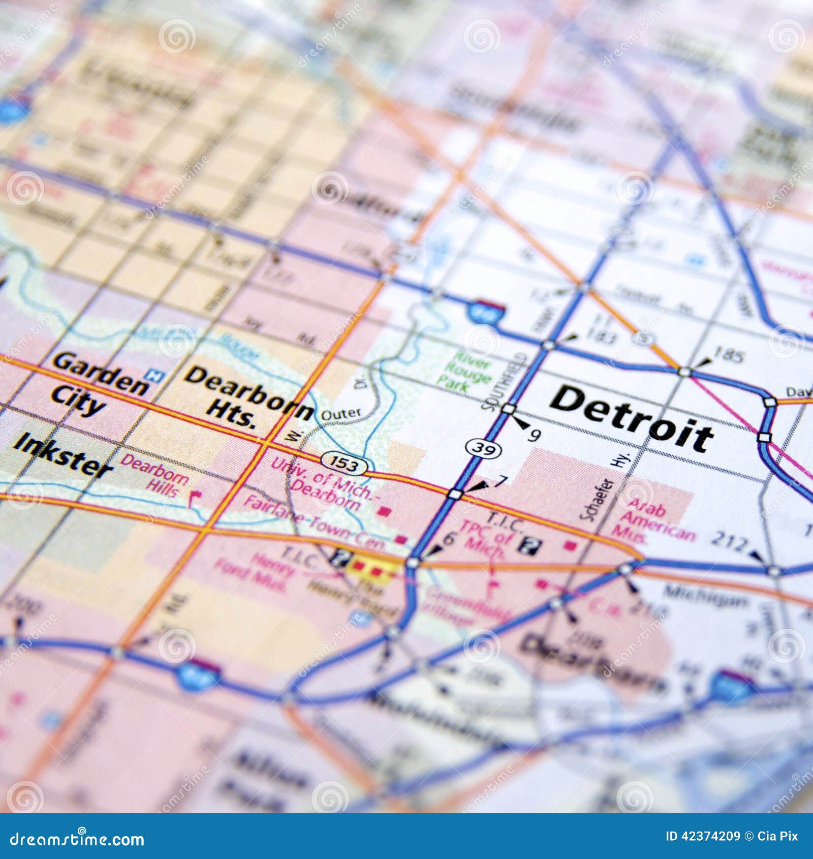 Mapa De La Carretera De Detroit Michigan Imagen de archivo - Imagen de ...