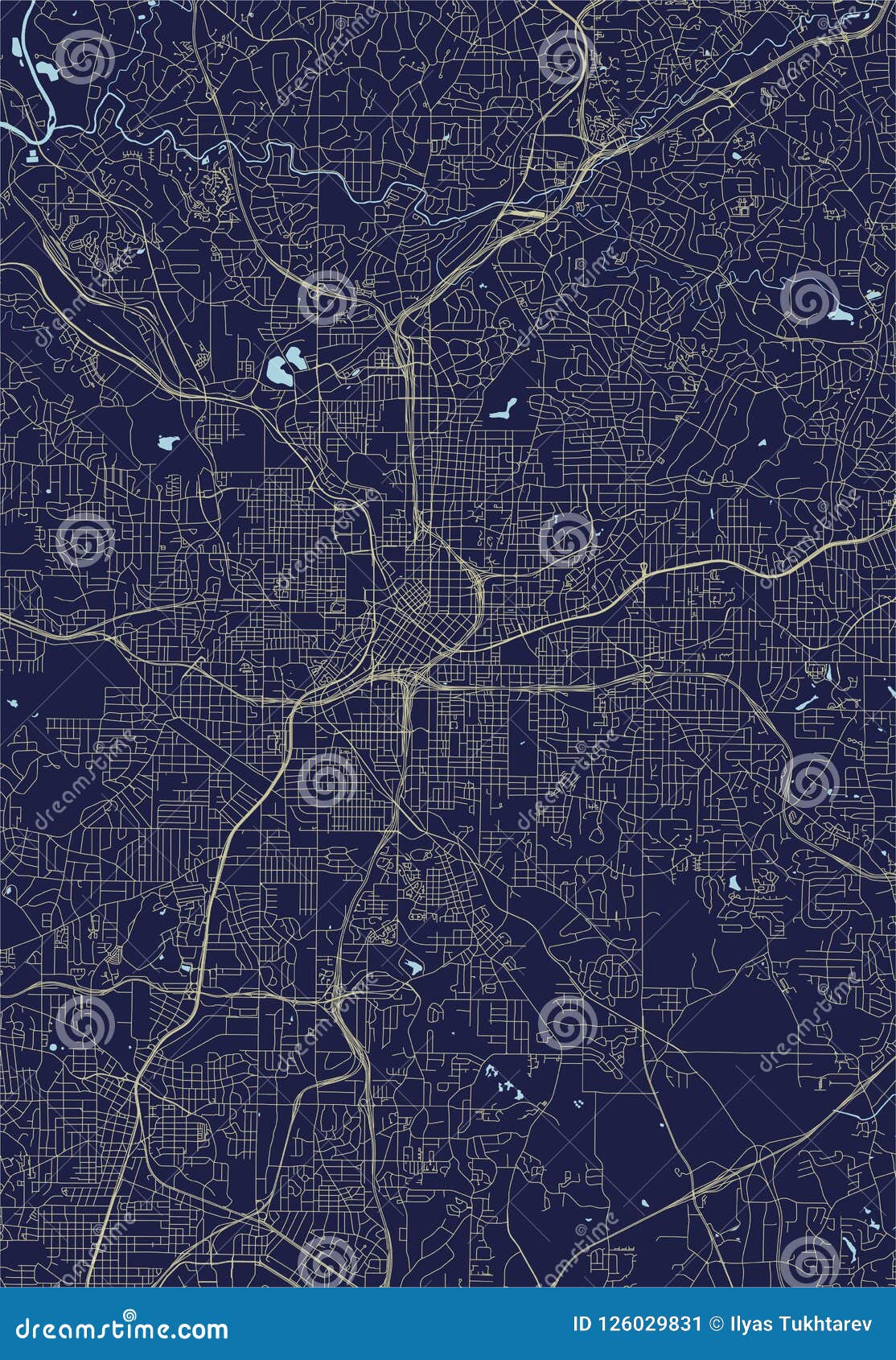 Mapa De La Ciudad De Atlanta, Los E.E.U.U. Stock de ilustración ...