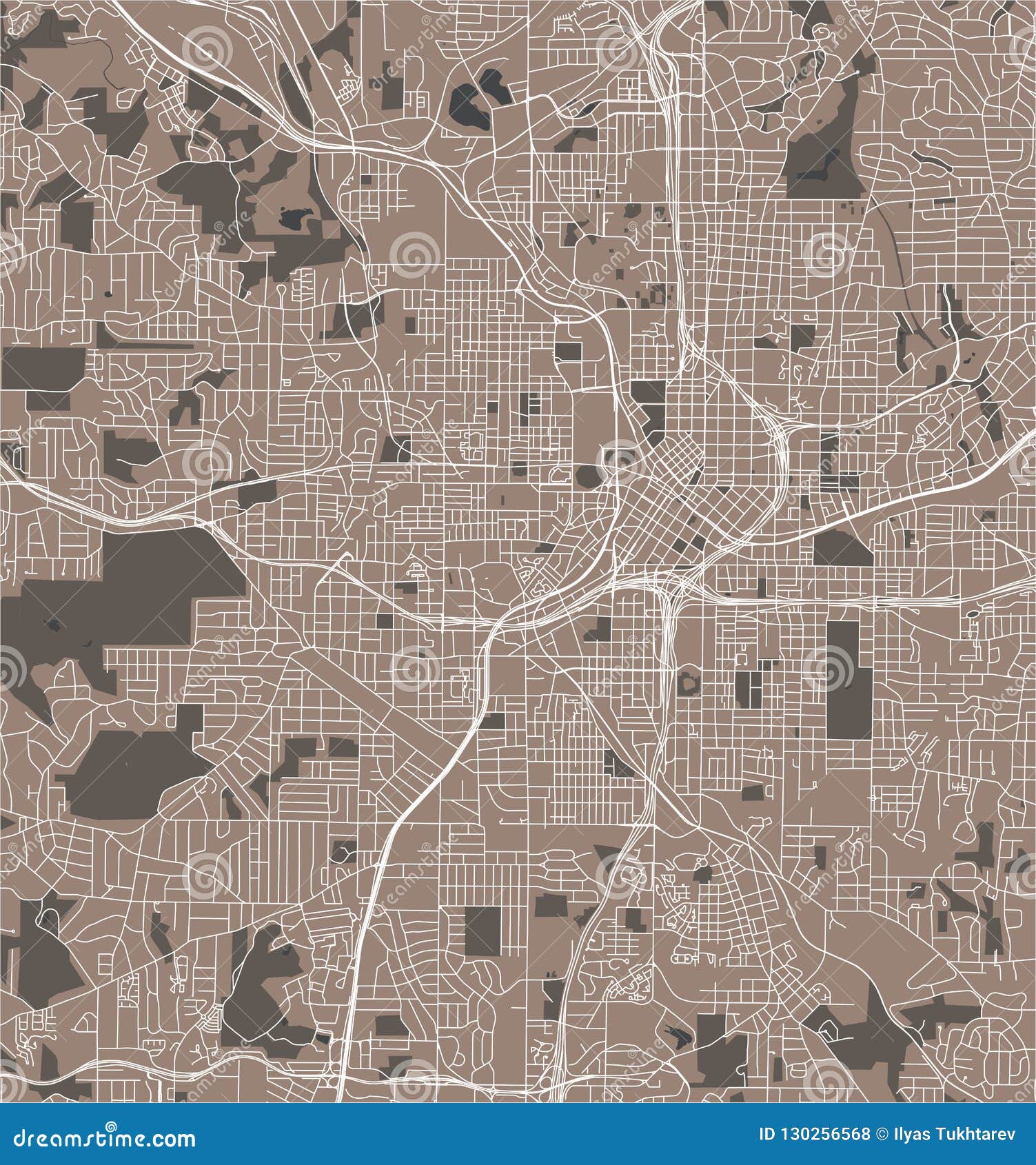 Mapa De La Ciudad De Atlanta, Los E.E.U.U. Stock de ilustración ...