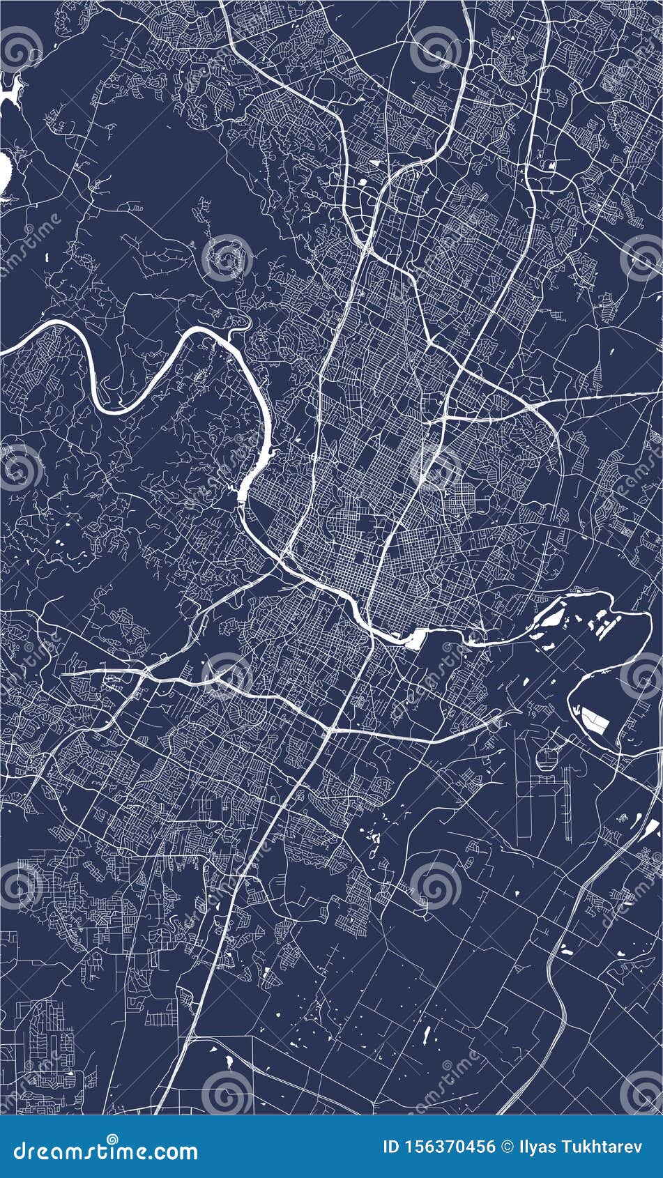 Mapa De La Ciudad De Austin, Texas, EE.UU. Stock de ilustración ...