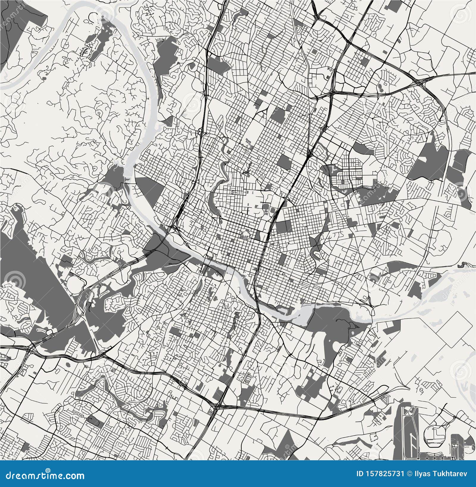 Mapa De La Ciudad De Austin, Texas, EE.UU. Stock de ilustración ...