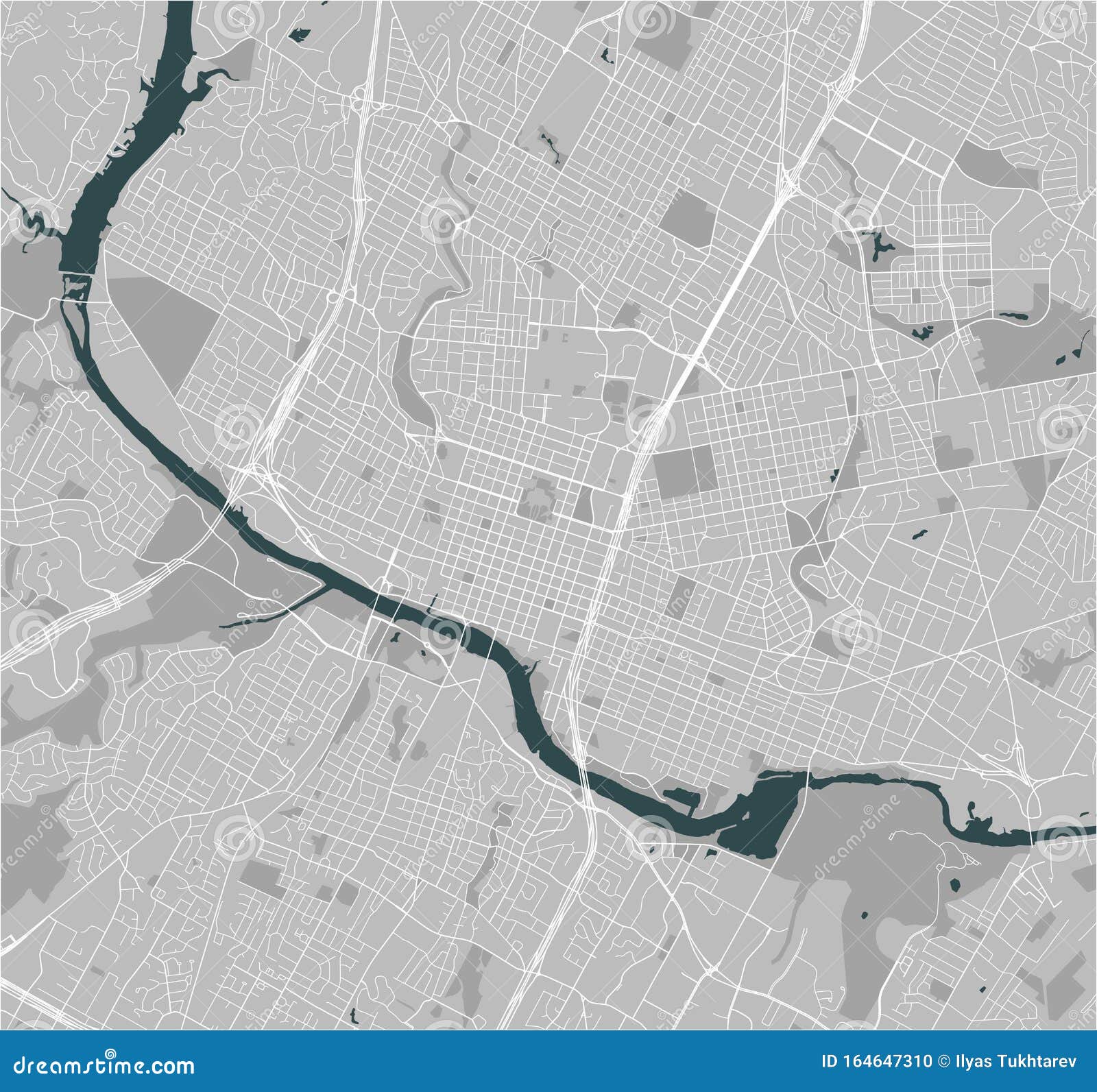 Mapa De La Ciudad De Austin, Texas, EE.UU. Stock de ilustración ...