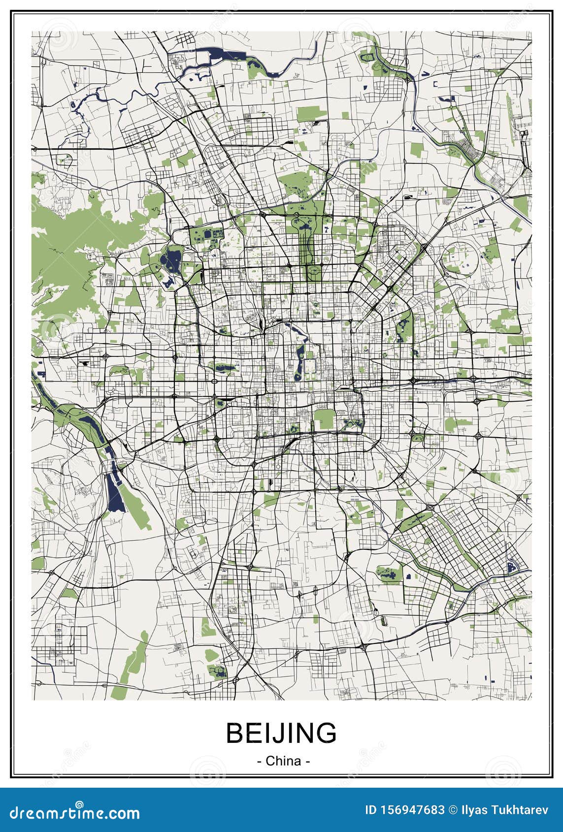 Mapa De La Ciudad De Beijing, China Stock de ilustración - Ilustración ...