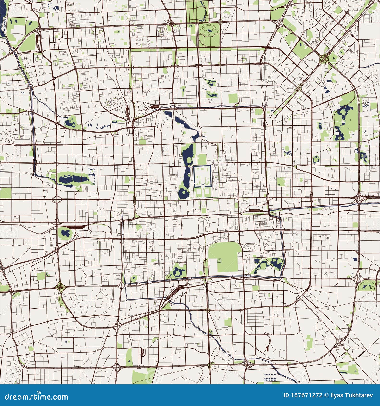 Mapa De La Ciudad De Beijing, China Stock de ilustración - Ilustración ...